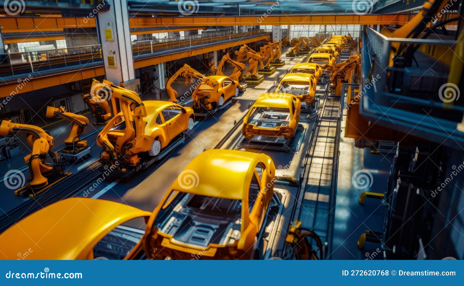 Robots Working in an Assembly Line at Factory. Generative AI Stock ...