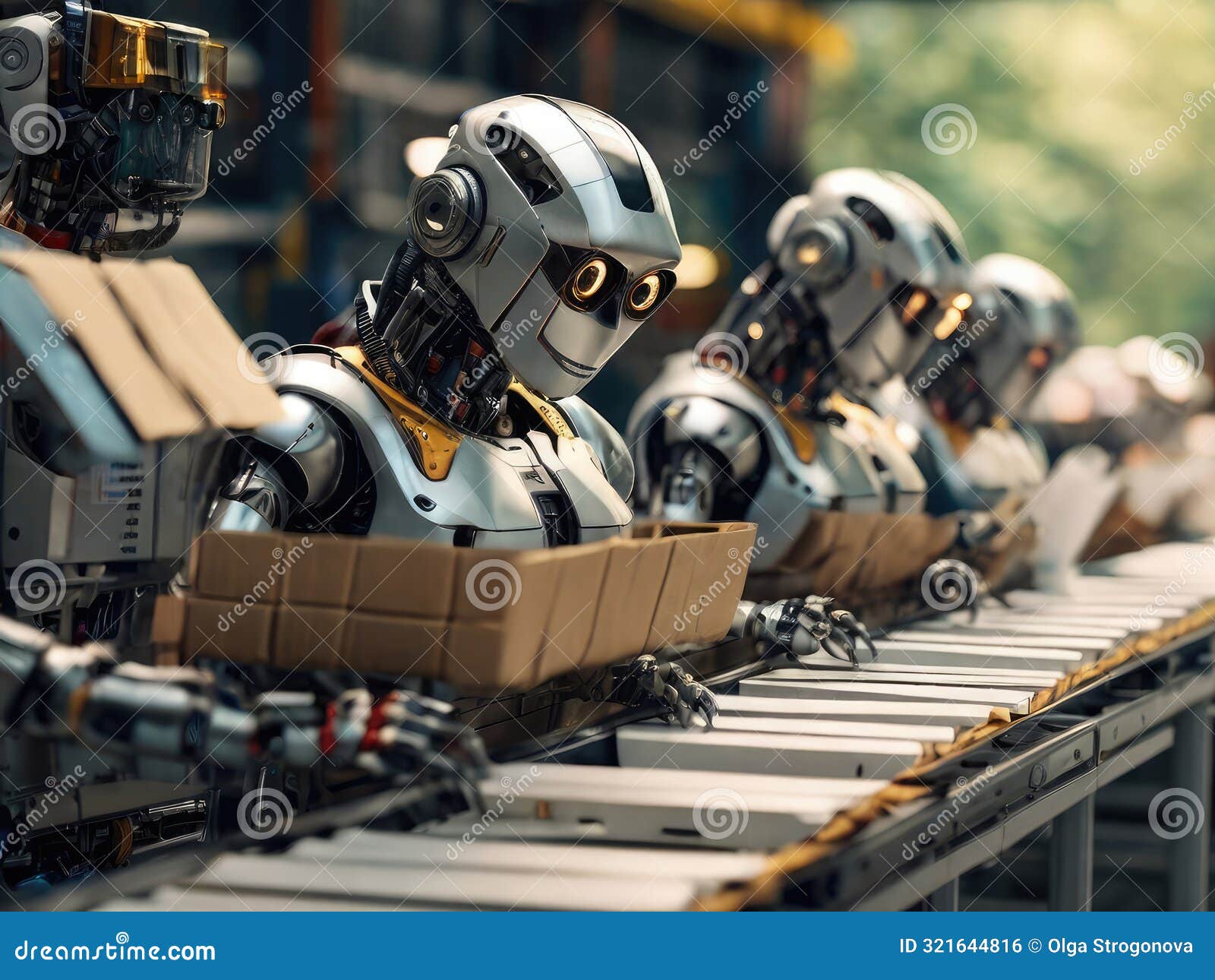 Robots Working on the Automated Conveyor Belt and Sorting Post Parcels ...