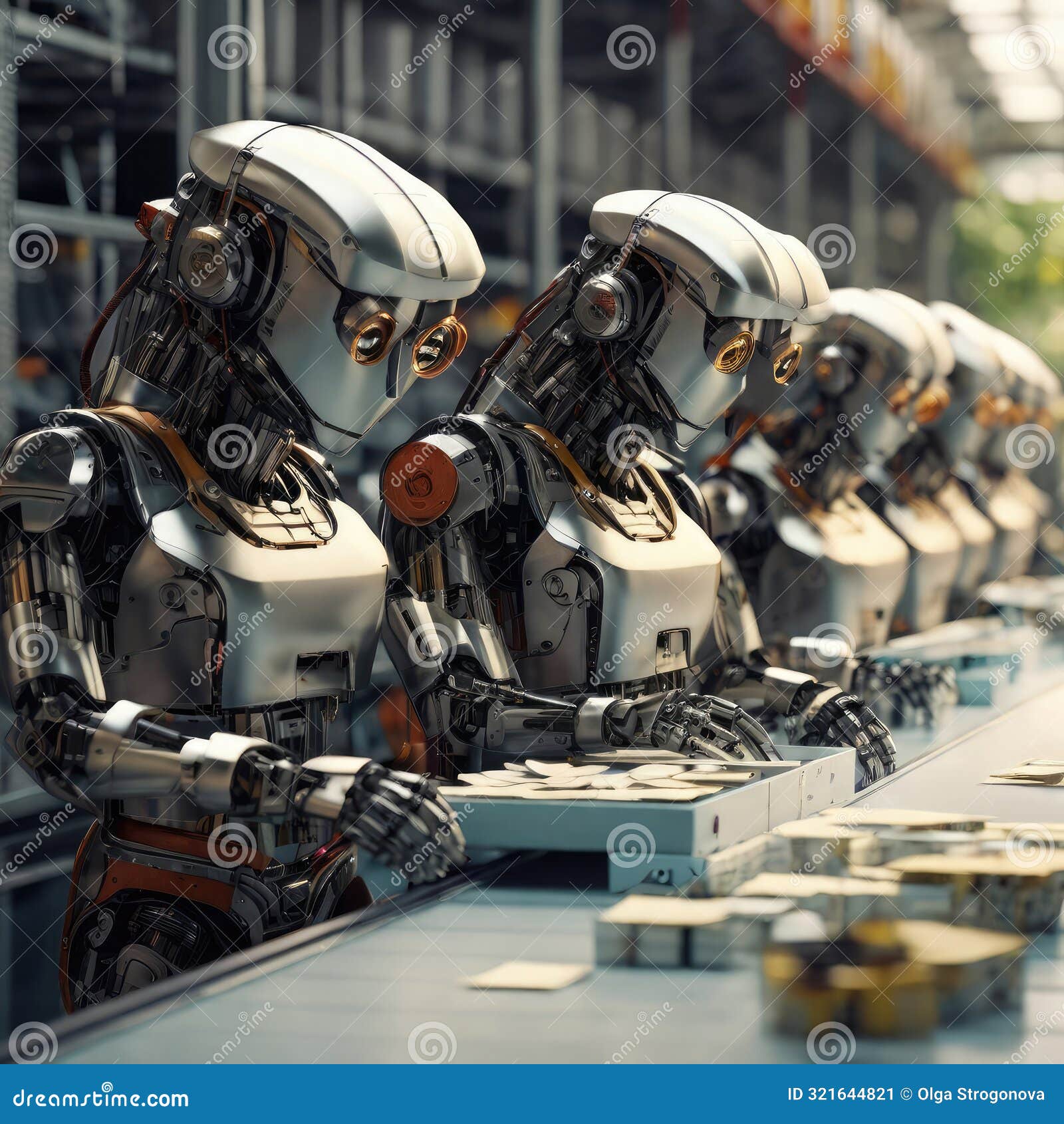 Robots Working On The Automated Conveyor Belt And Sorting Post Parcels ...