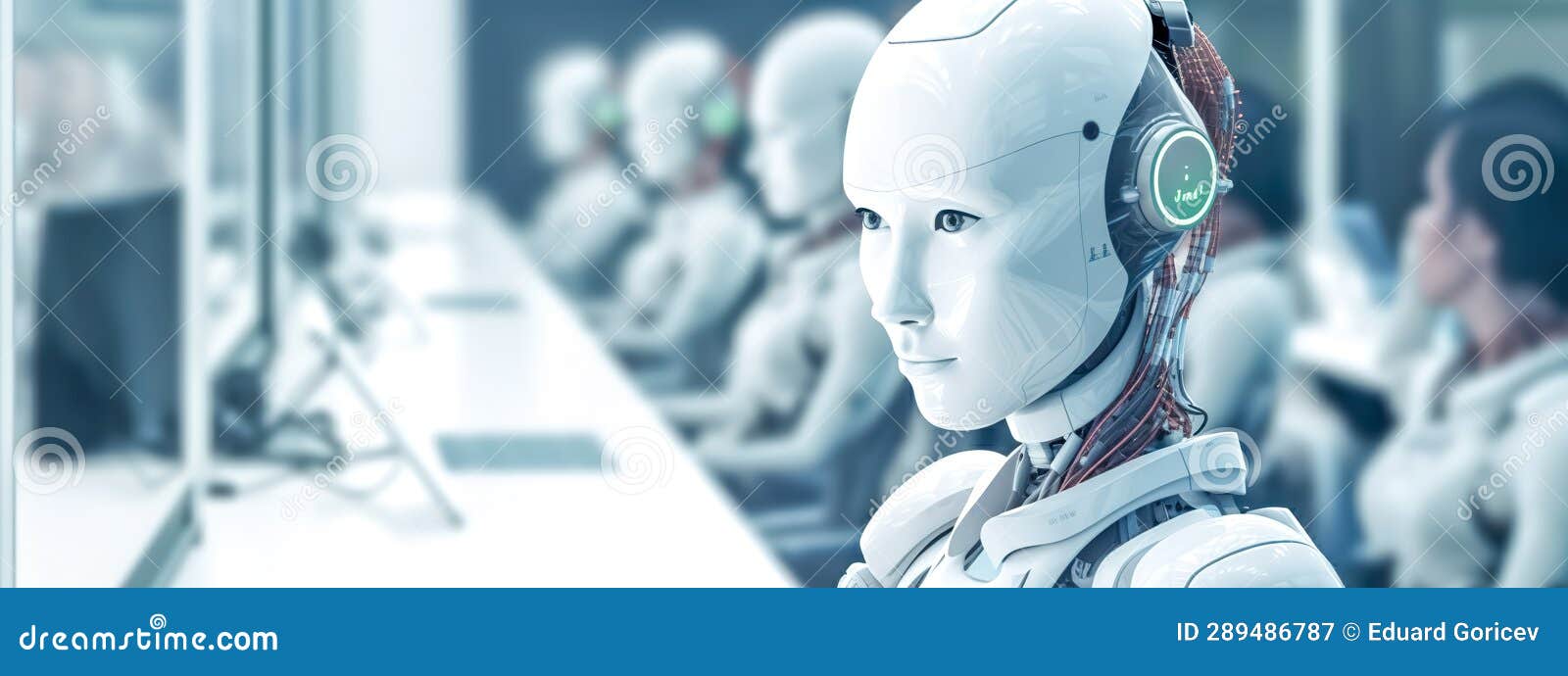 Robots Working in the Office, Call Center and Technical Online Support ...