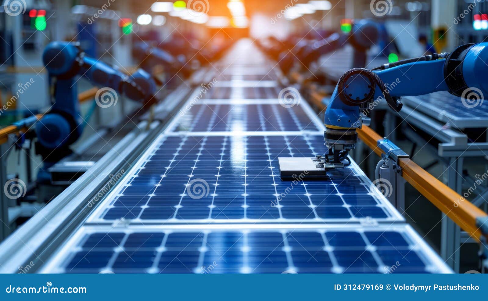 Robots Working on Solar Panels in a Factory Stock Image - Image of ...