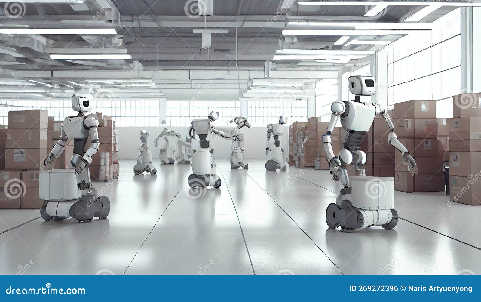 Robots are Working in Warehouse Illustration by Generative AI Stock ...