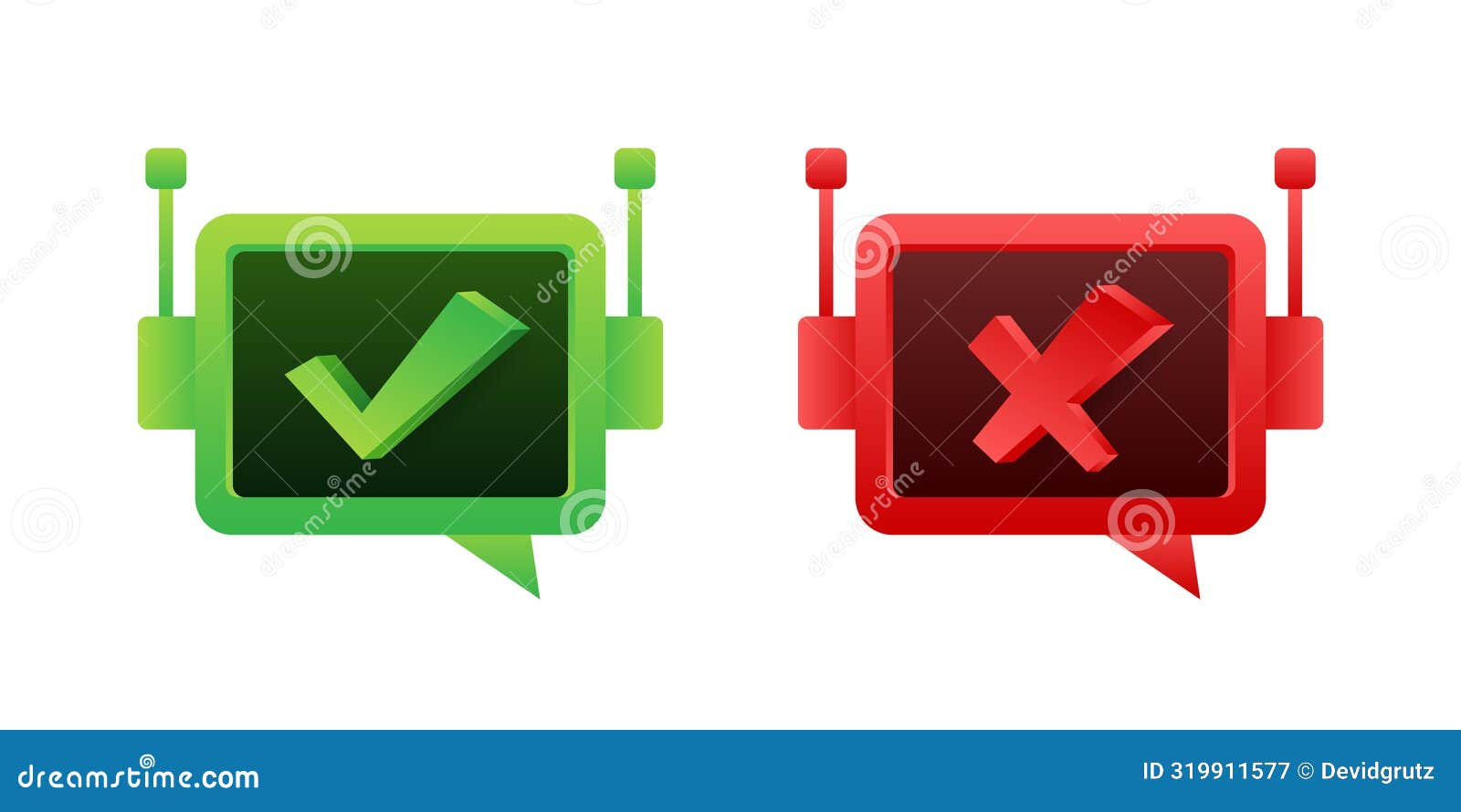 Robots with Yes and No Signs on Their Displays. Please Check Robot ...