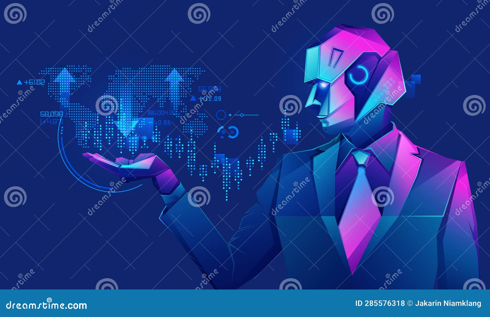 RobotTrading stock vector. Illustration of learning - 285576318
