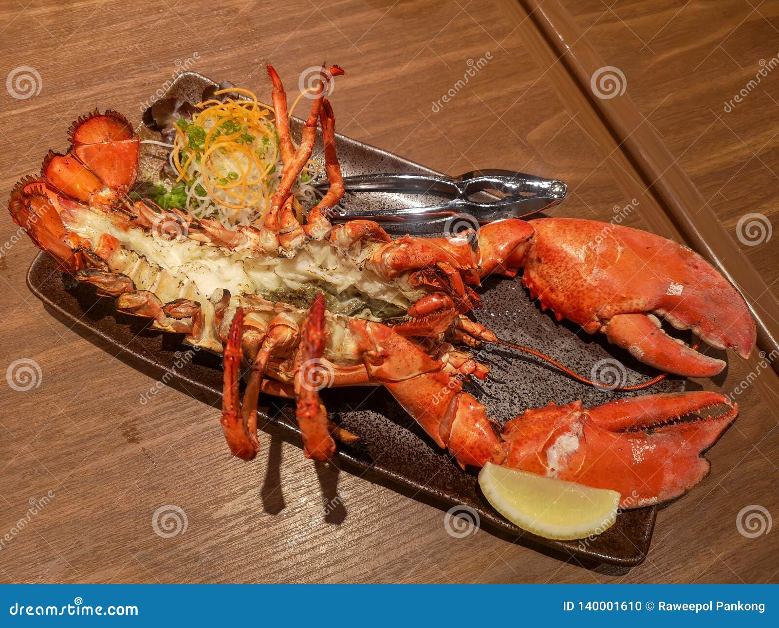 Robster Prawns Grill with Garlic and Lemon Stock Photo - Image of tasty ...