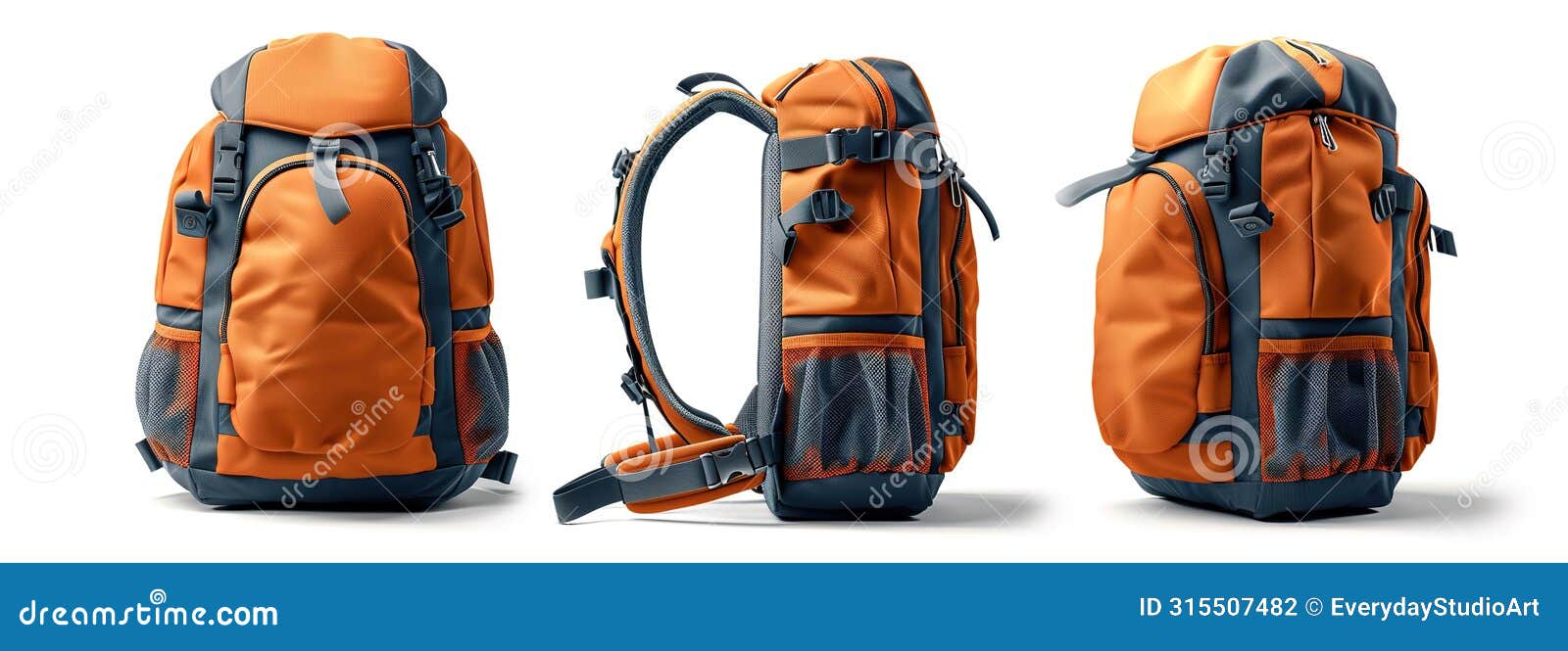 Robust Backpack Suitable for Hiking and Travel, Shown Front and Side ...