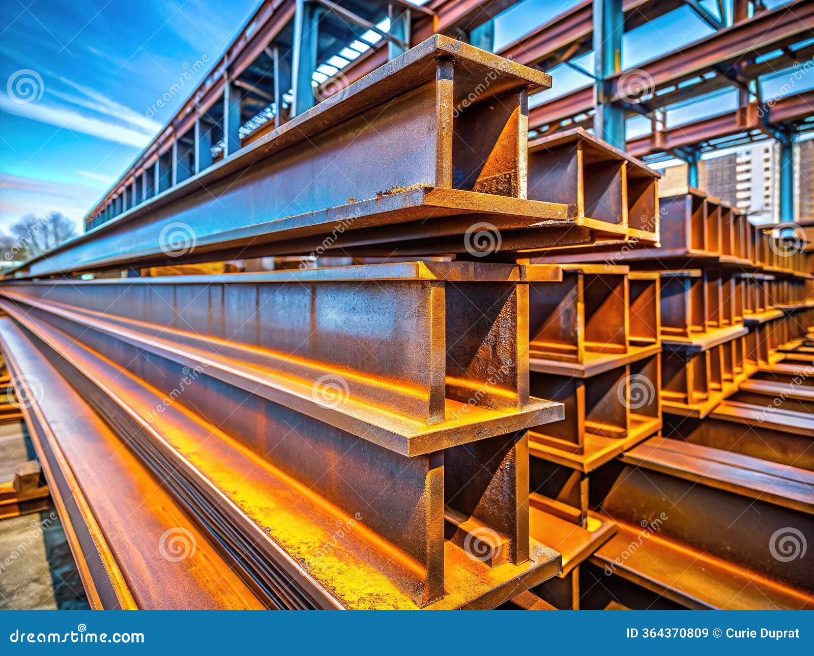 Structural Steel Beams Of A Modern Industrial Construction Site ...
