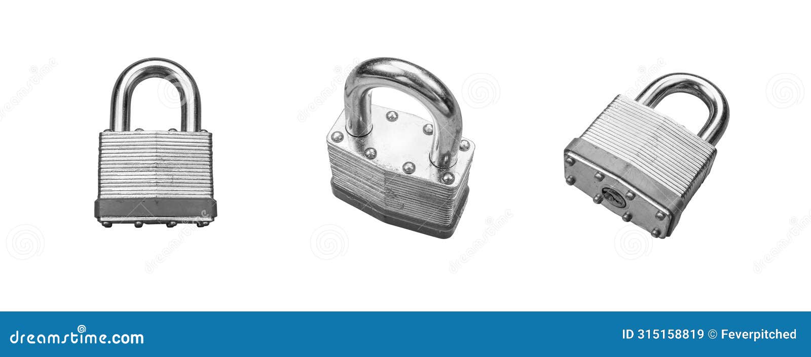 Robust Padlock Set of Different Angles Isolated on a White Background ...