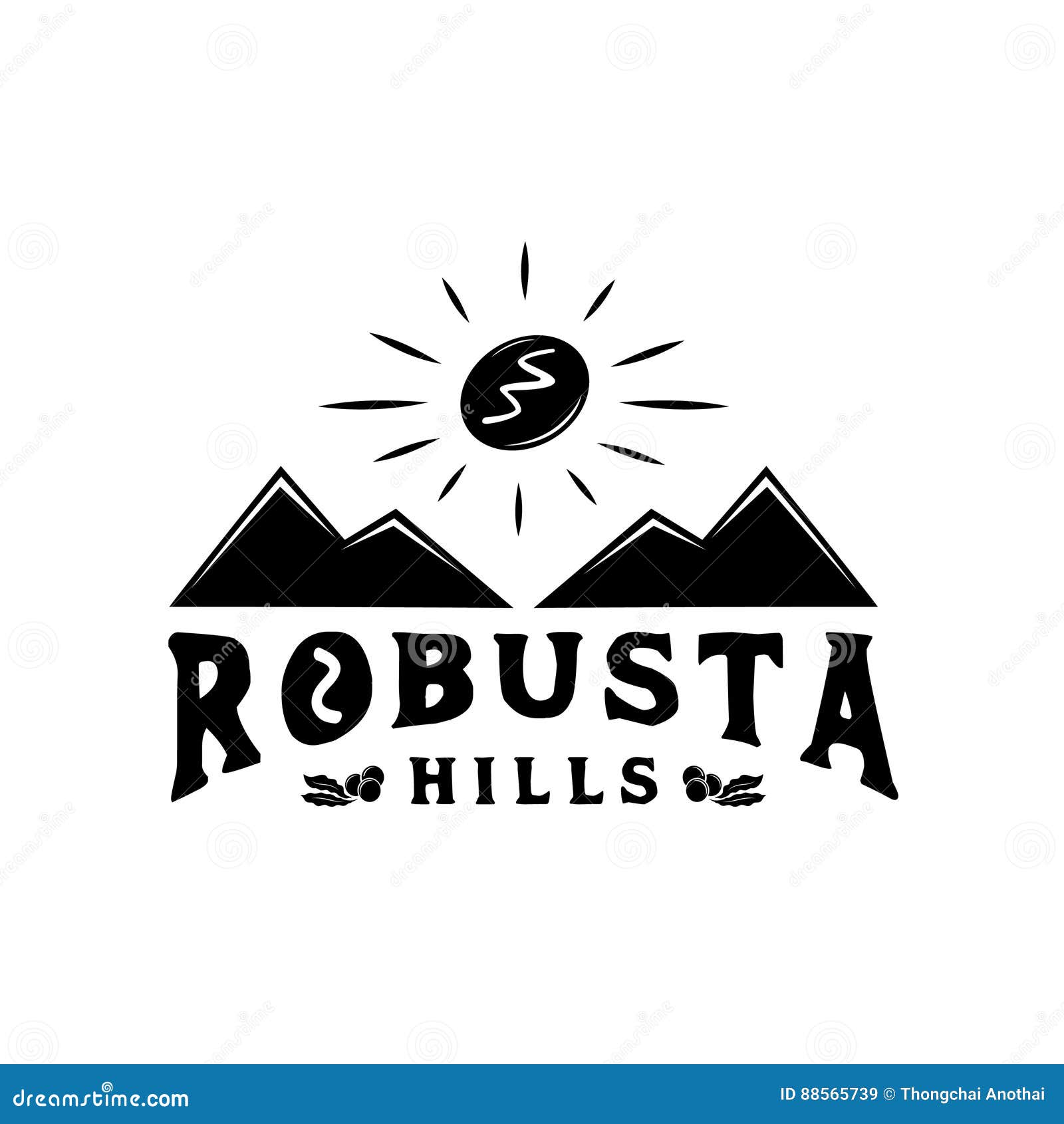 Robusta Coffee Hill Logo with Mountain Stock Vector - Illustration of ...