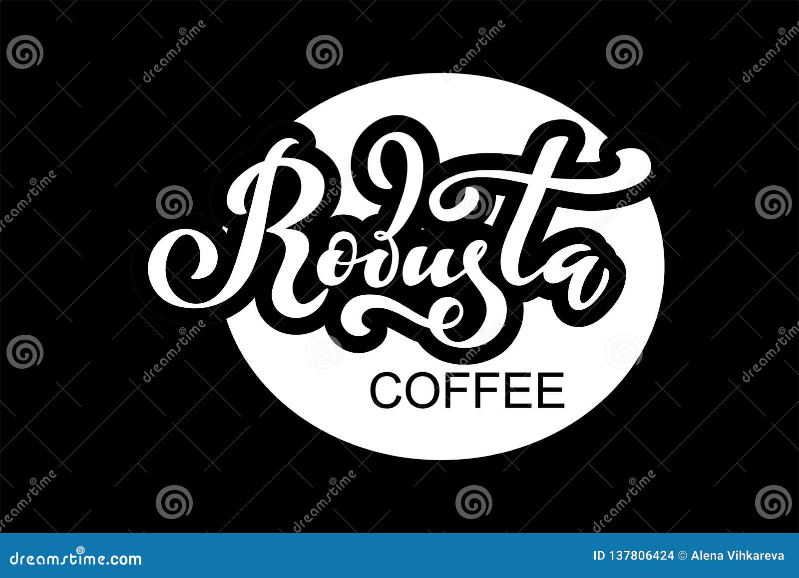 Robusta Coffee Logo. Vector Illustration of Handwritten Lettering ...