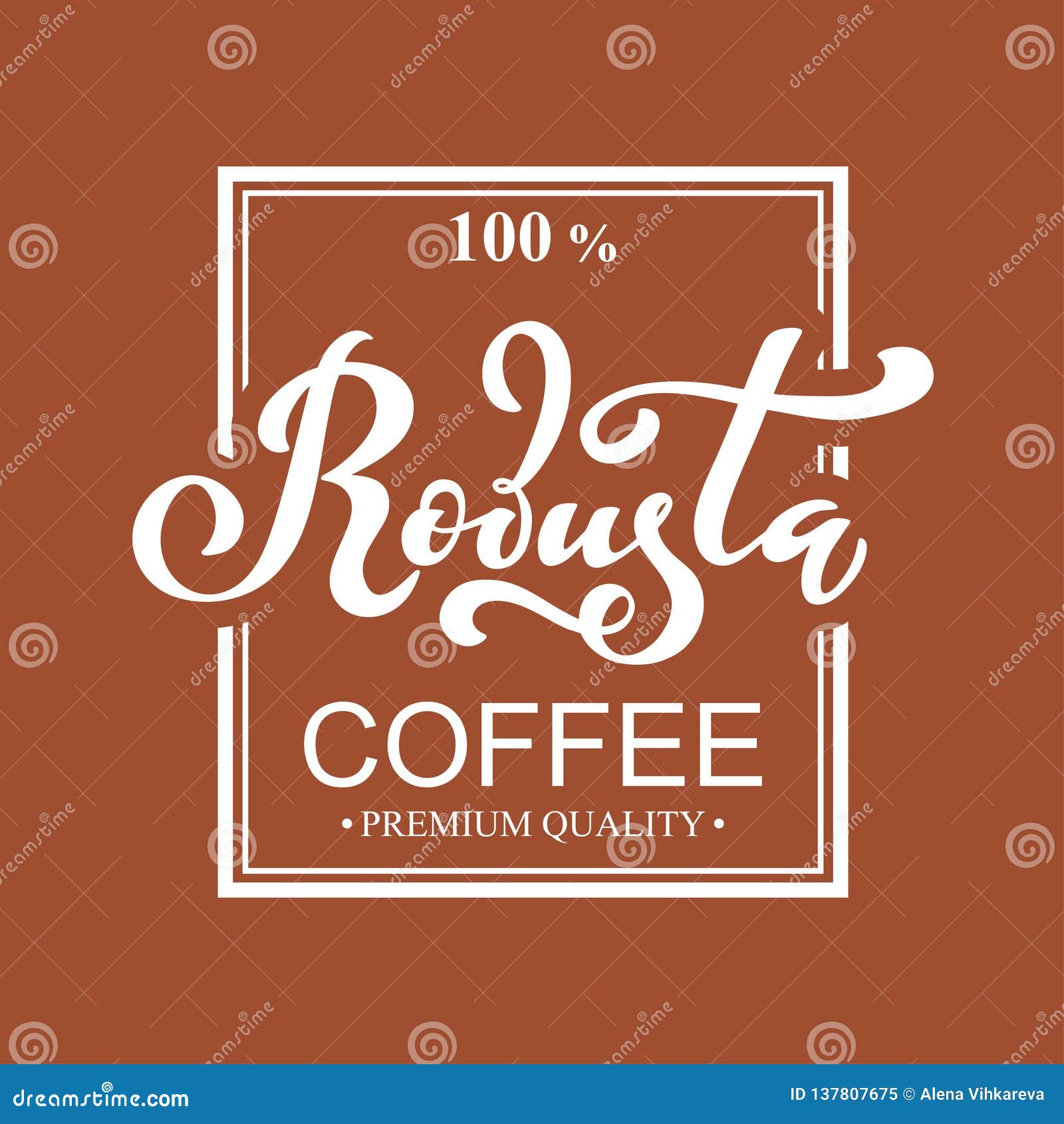 Robusta Coffee Logo. Vector Illustration of Handwritten Lettering ...