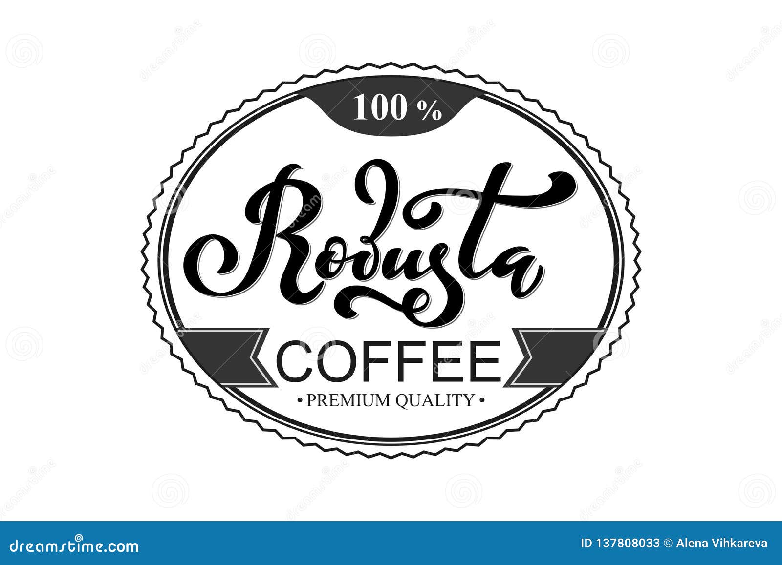 Robusta Coffee Logo. Vector Illustration of Handwritten Lettering ...