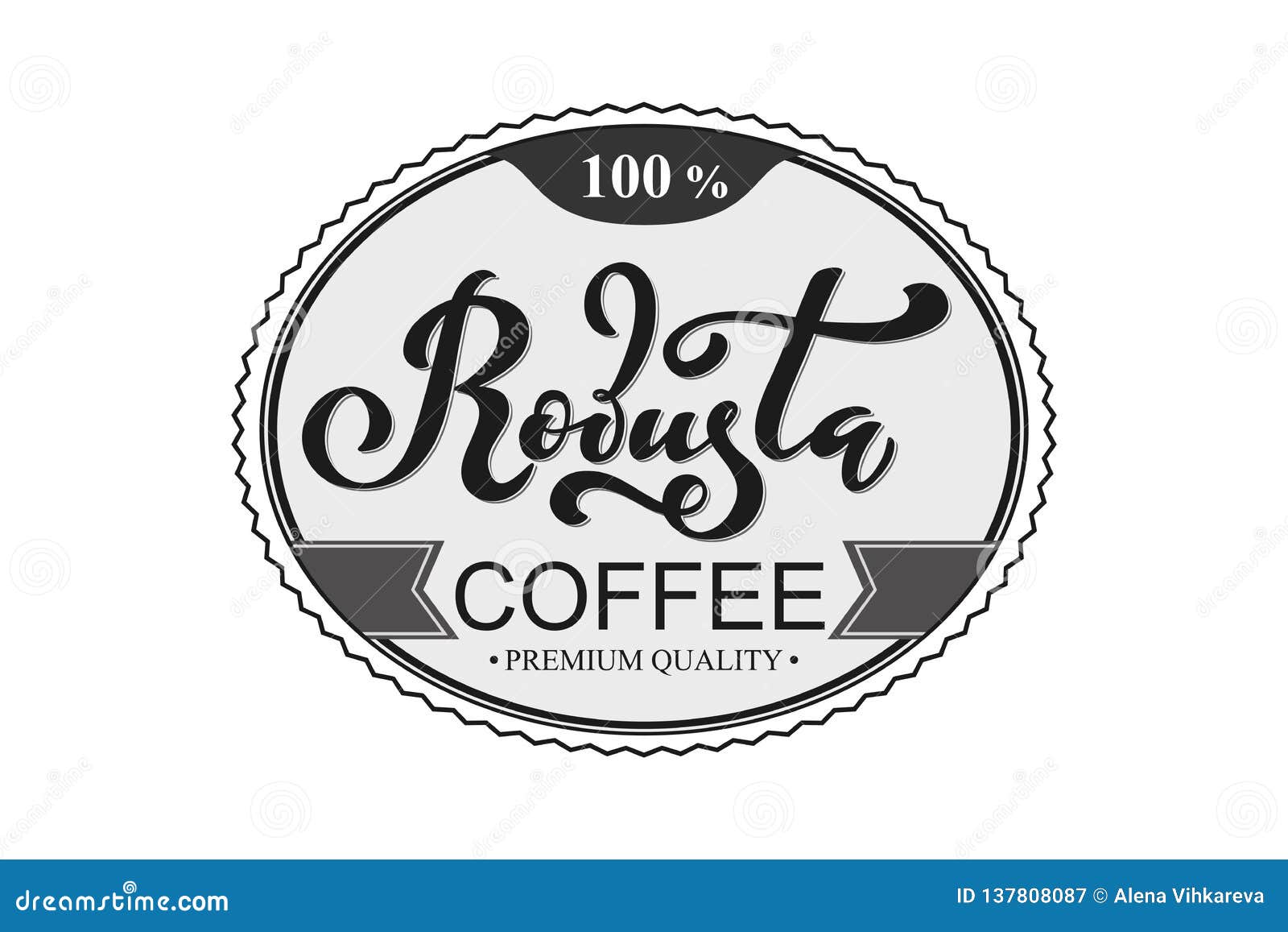 Robusta Coffee Logo. Vector Illustration of Handwritten Lettering ...