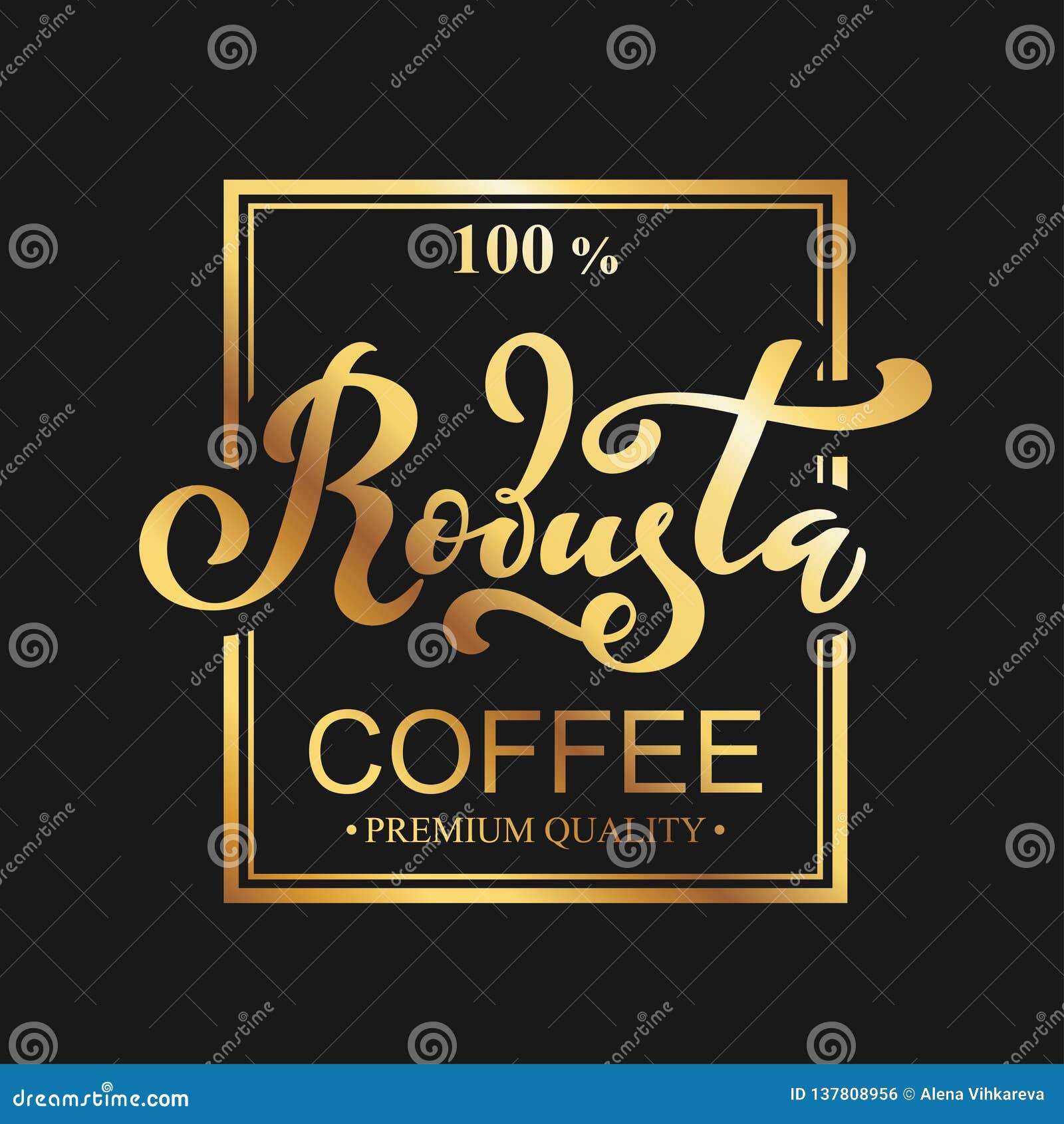Robusta Coffee Logo. Vector Illustration of Handwritten Lettering ...