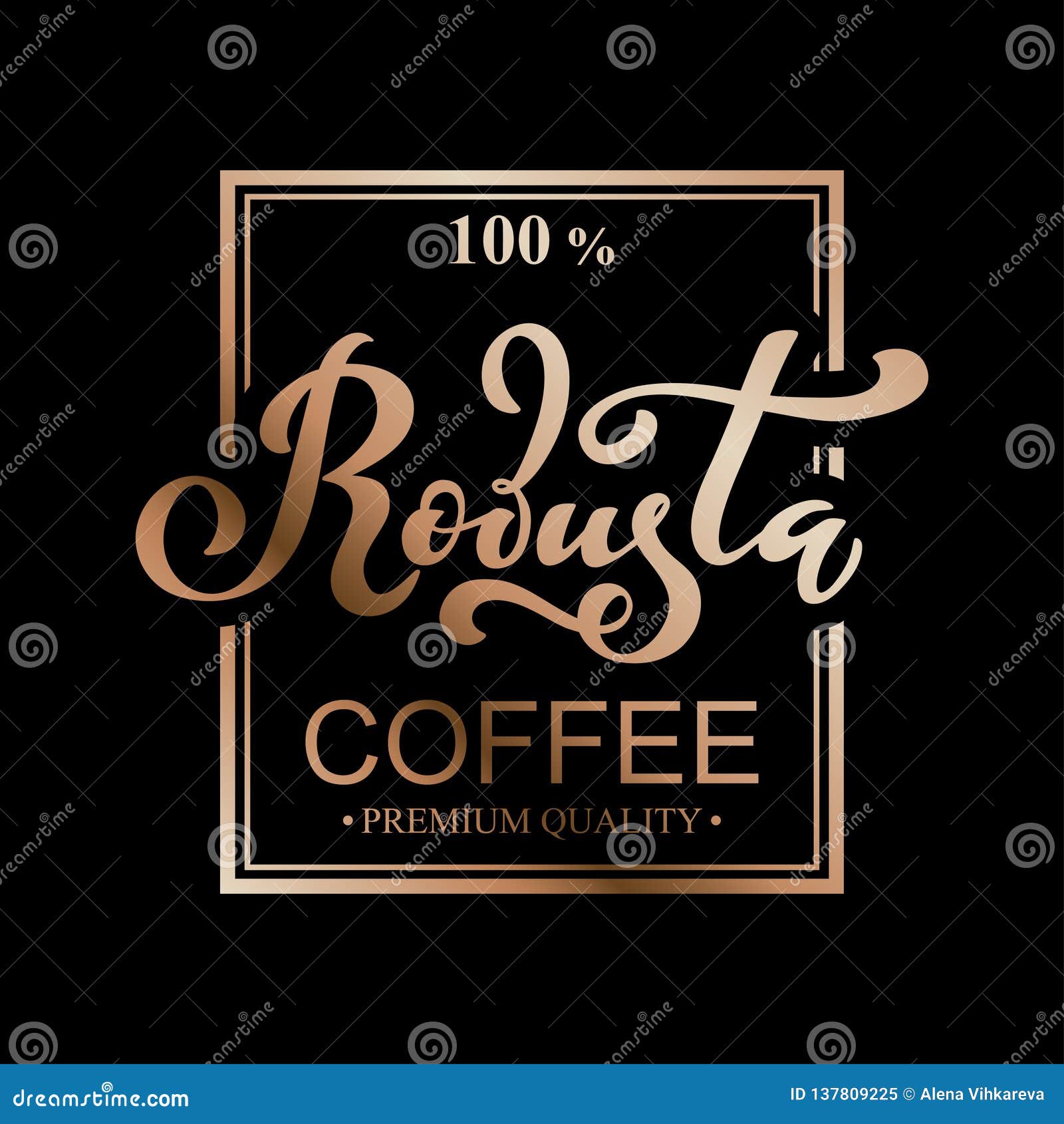 Robusta Coffee Logo. Vector Illustration of Handwritten Lettering ...