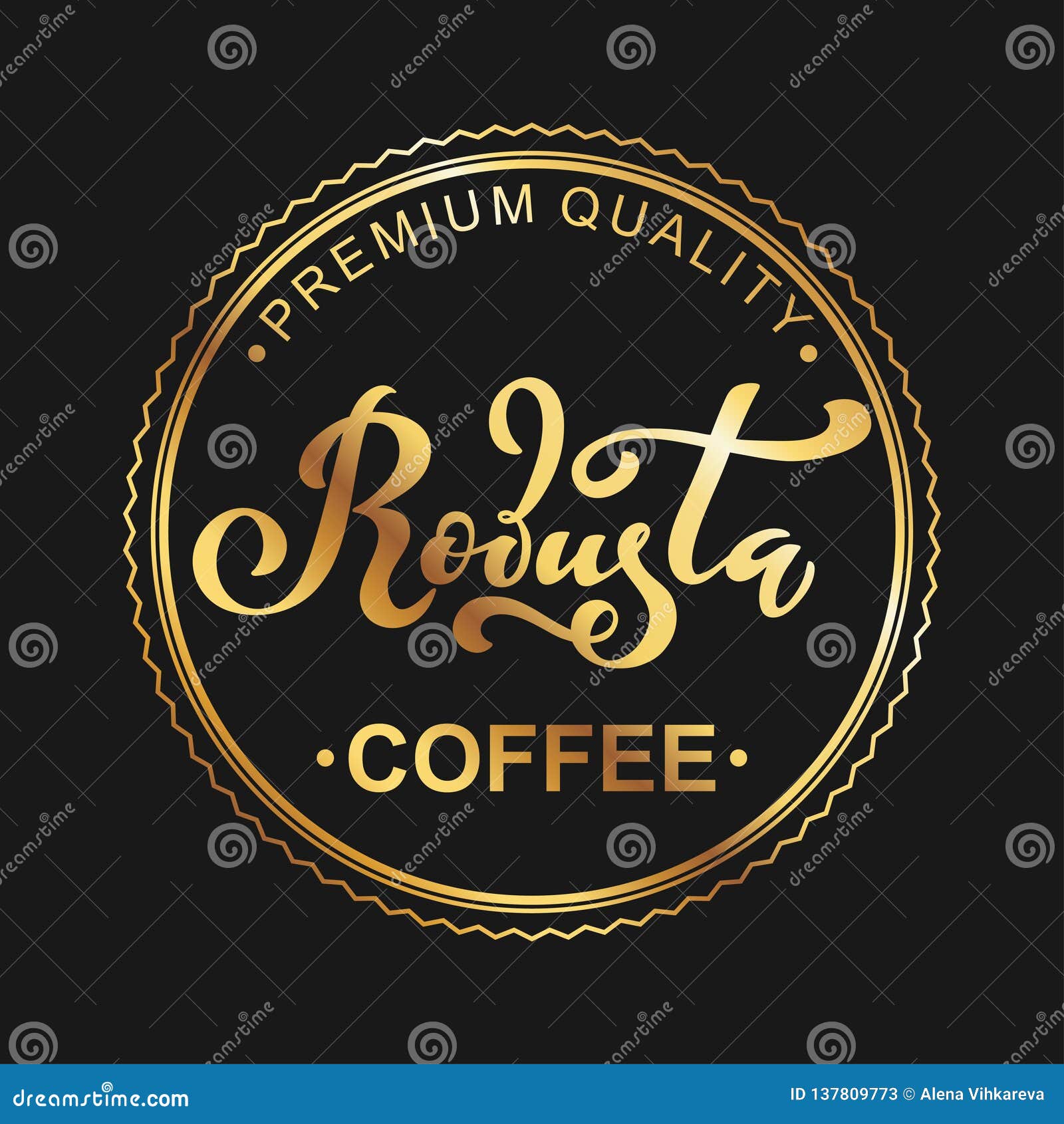 Robusta Coffee Logo. Vector Illustration of Handwritten Lettering ...