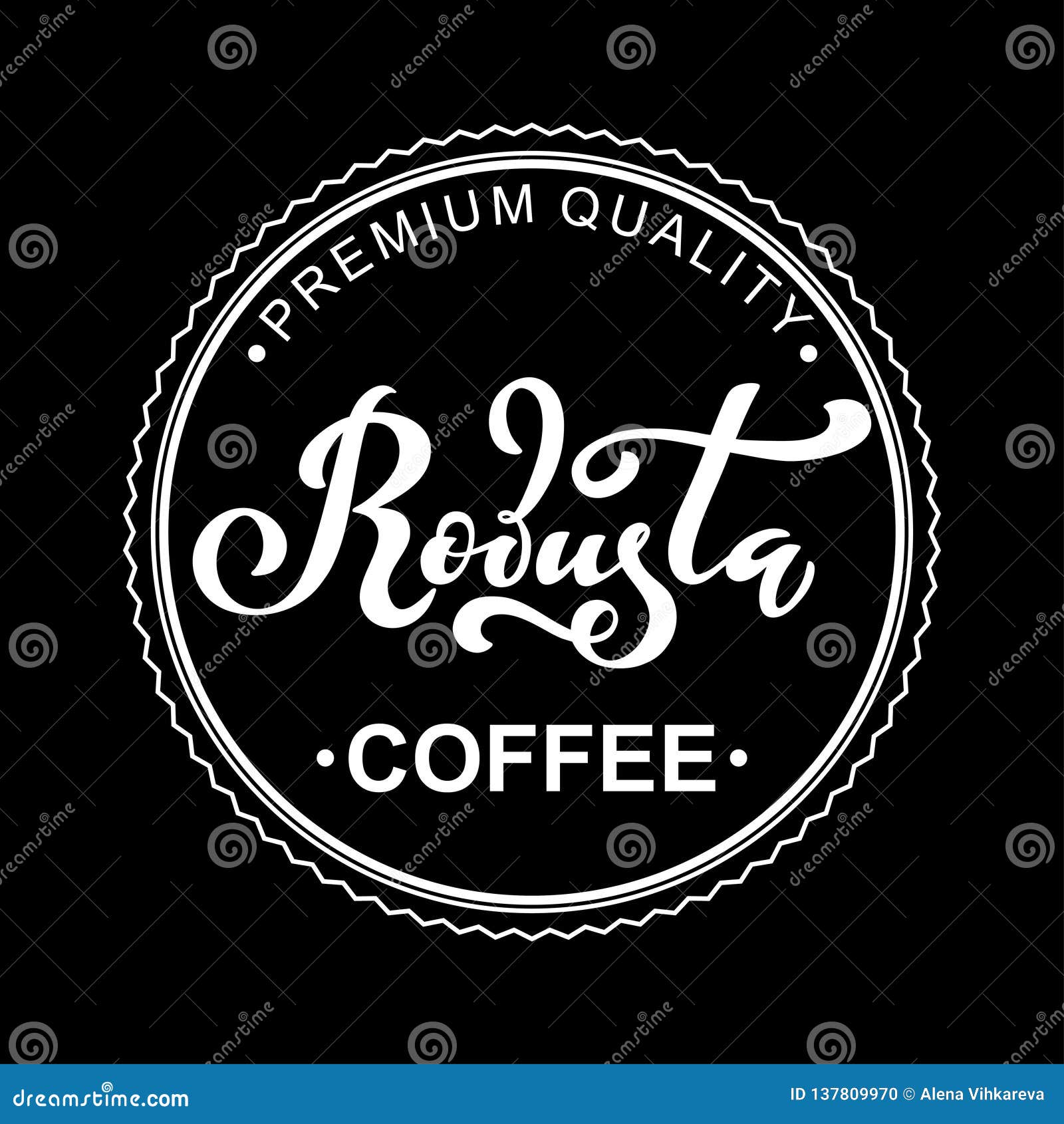 Robusta Coffee Logo. Vector Illustration of Handwritten Lettering ...