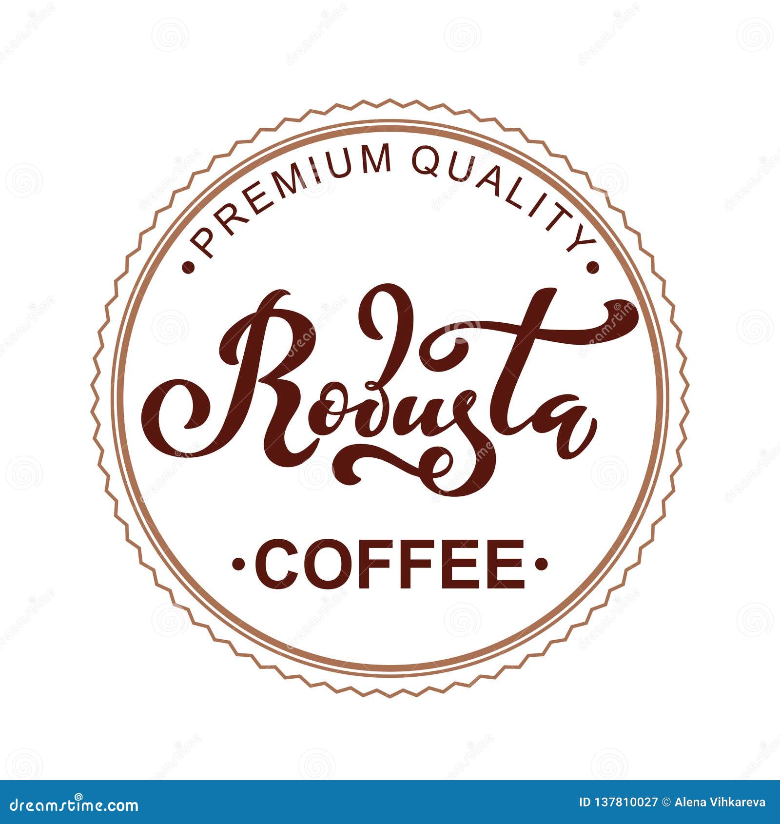 Robusta Coffee Logo. Vector Illustration of Handwritten Lettering ...