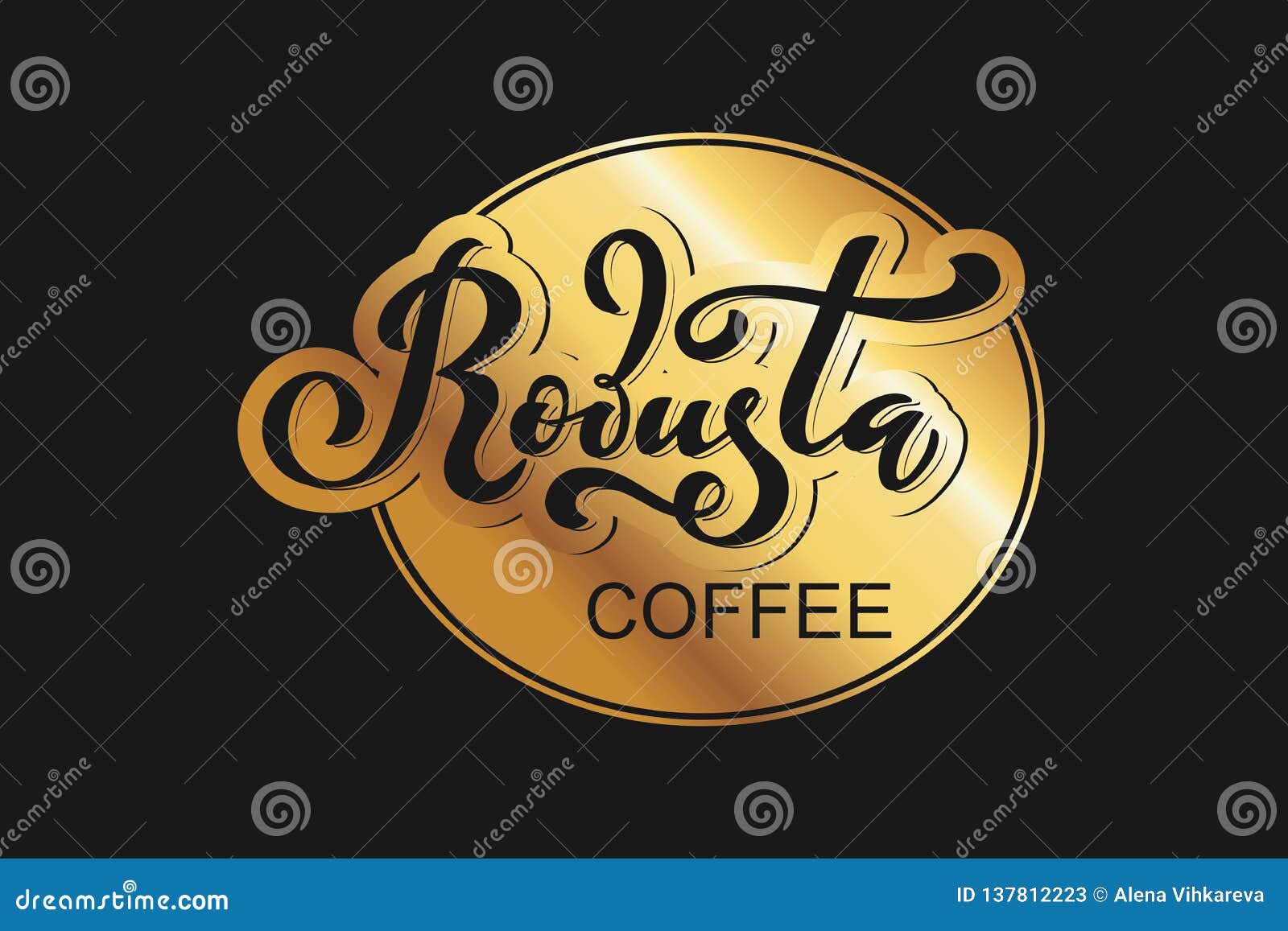Robusta Coffee Logo. Vector Illustration of Handwritten Lettering ...