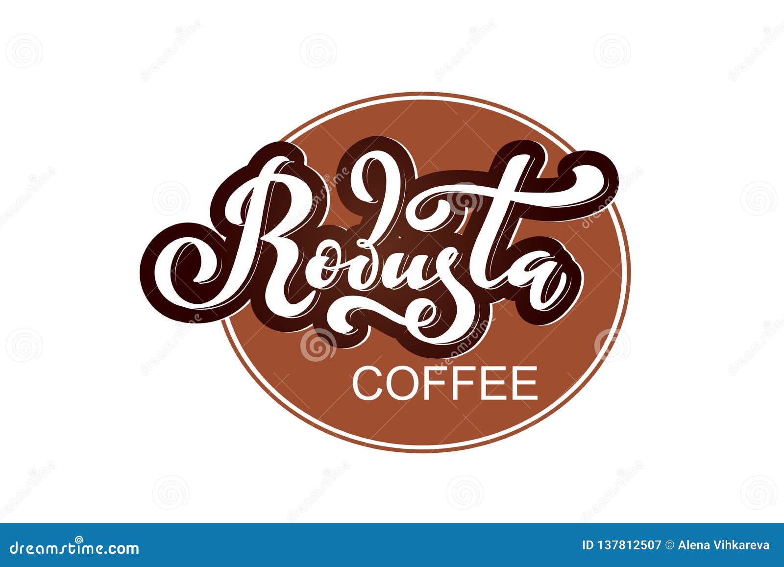 Robusta Coffee Logo. Vector Illustration of Handwritten Lettering ...
