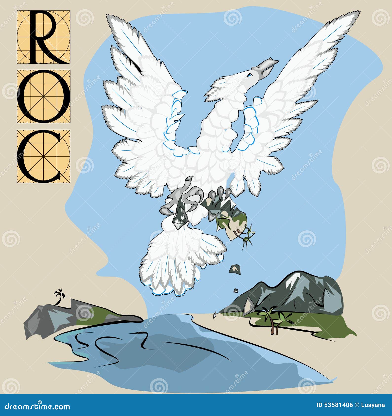 Roc bird with title stock vector. Illustration of giant - 53581406