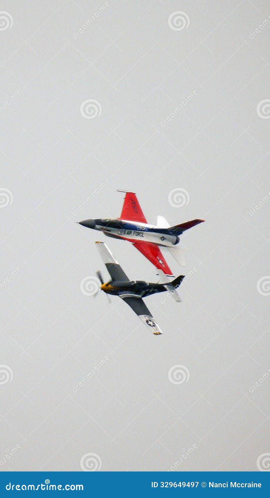 ROC Airshow F16 Viper Demo Heritage Flight and WW2 Plane Flyby Stock ...