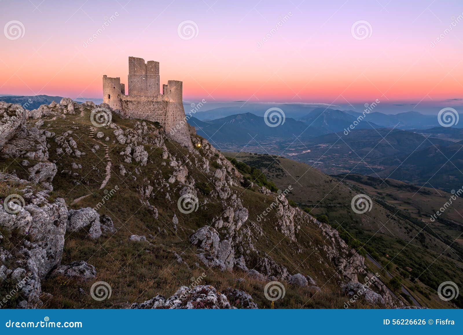 Rocca Calascio at Dusk, Abruzzo, Italy Stock Photo - Image of ...