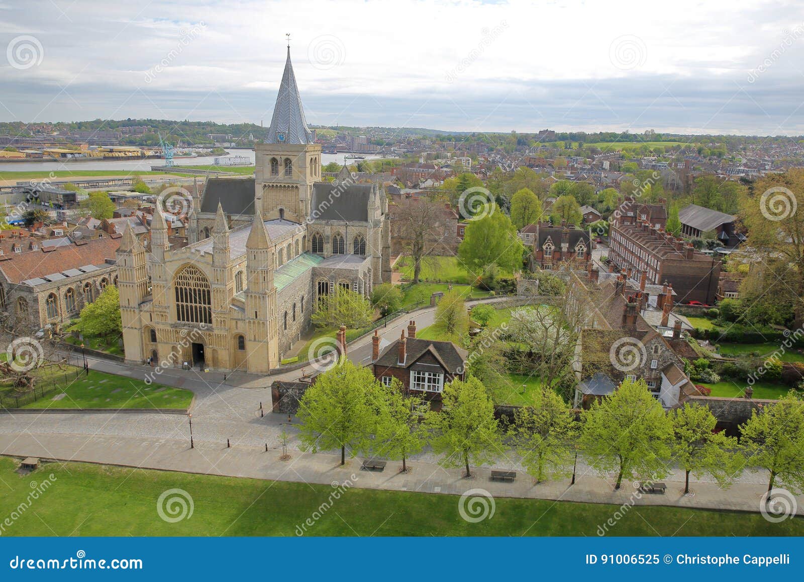ROCHESTER, UK - APRIL 14, 2017: View of the Cathedral from the Castle ...