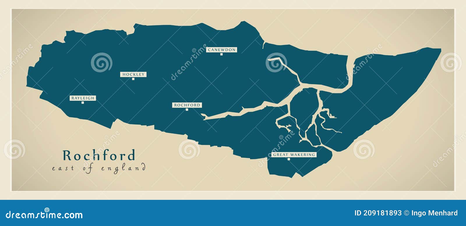 Rochford District Map - England UK Stock Vector - Illustration of area ...