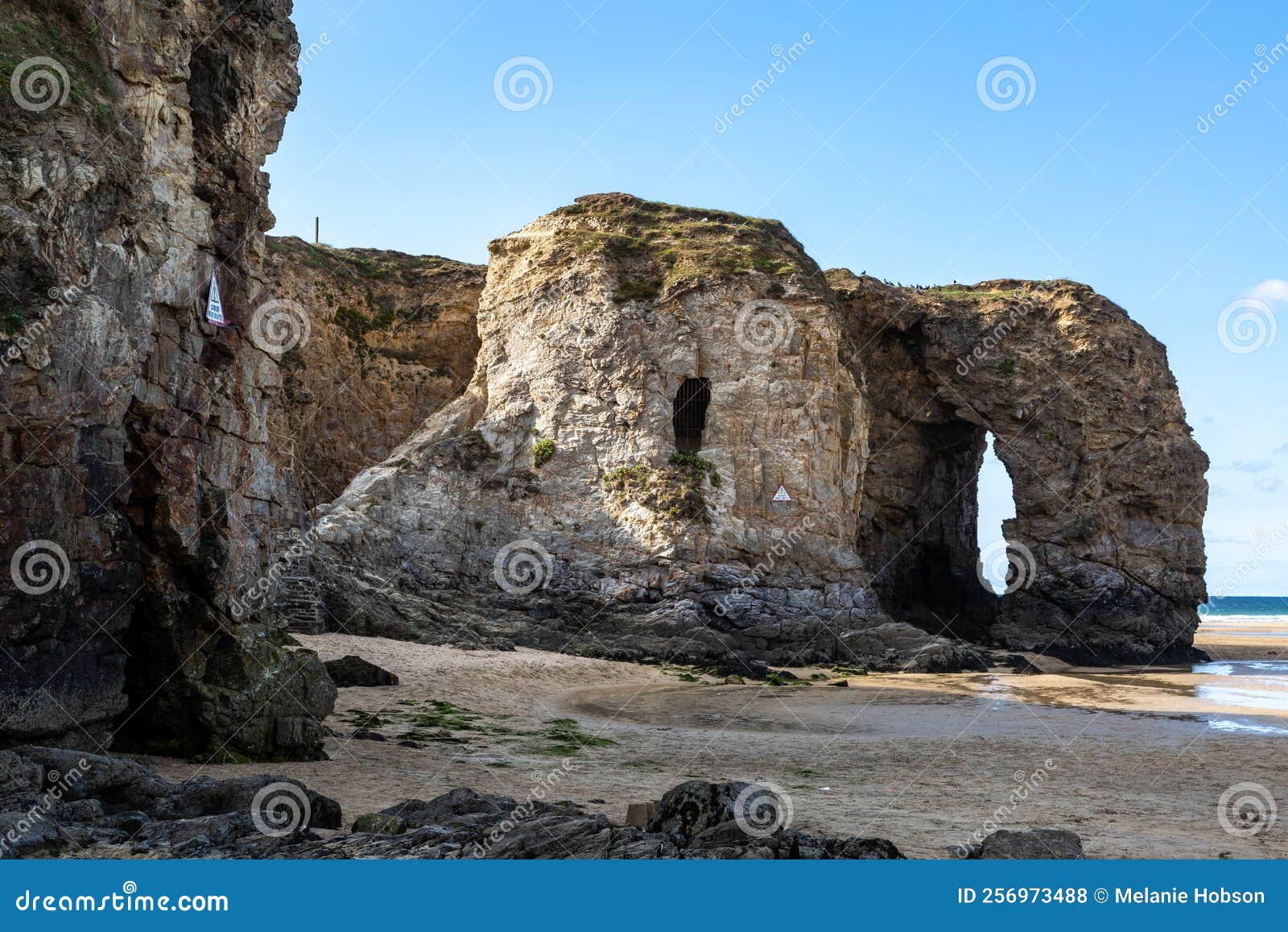 Rock Formations at Perranporth Beach, on the North Cornwall Coast Stock ...