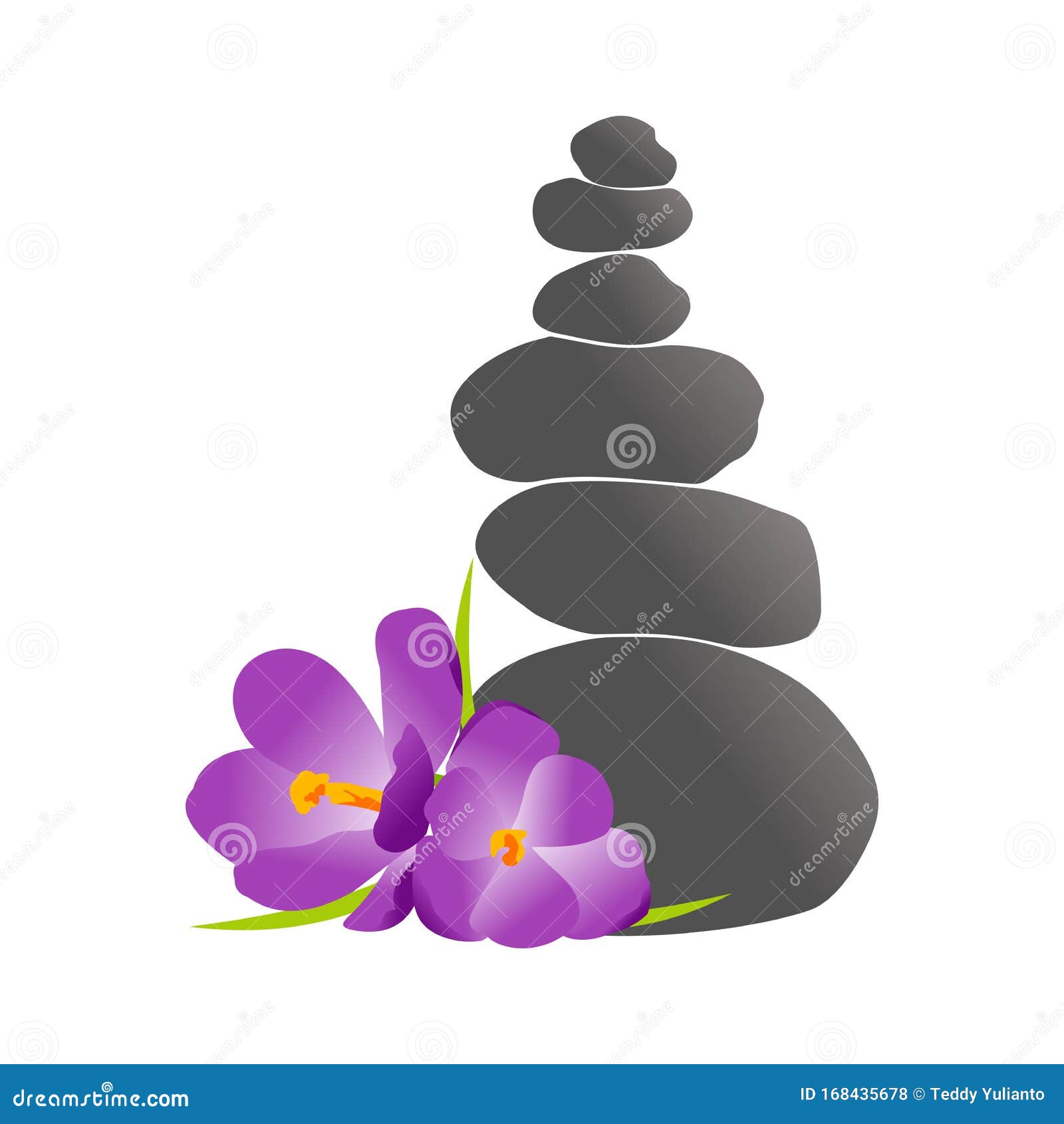 Rock Balance and Flower Logo Stock Vector - Illustration of green ...