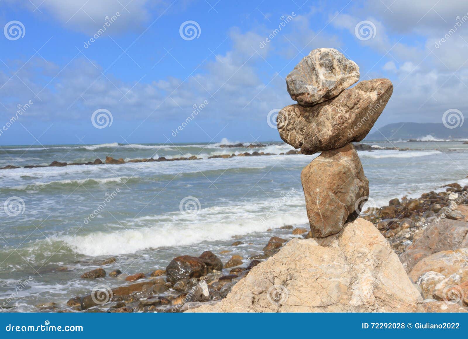 Rock Balancing on the Cliff Stock Photo - Image of wave, balance: 72292028