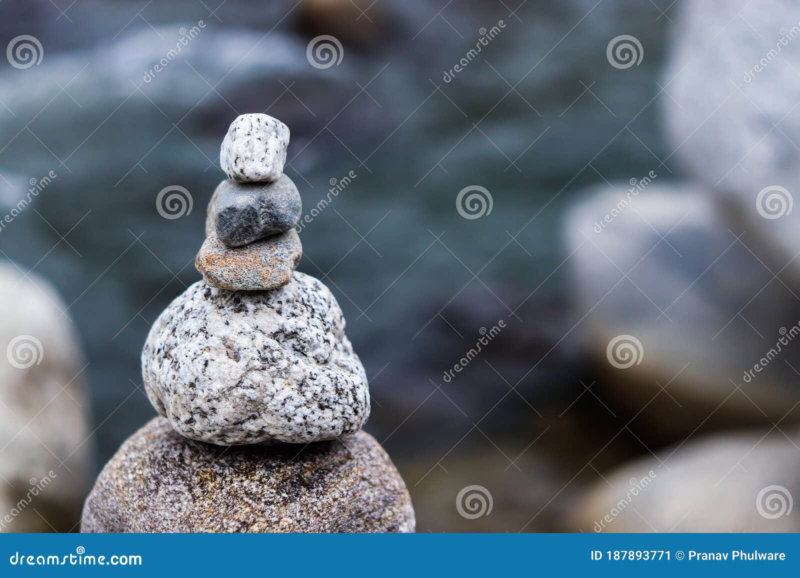 Rock Balancing Having Flowing River in the Background Stock Image ...
