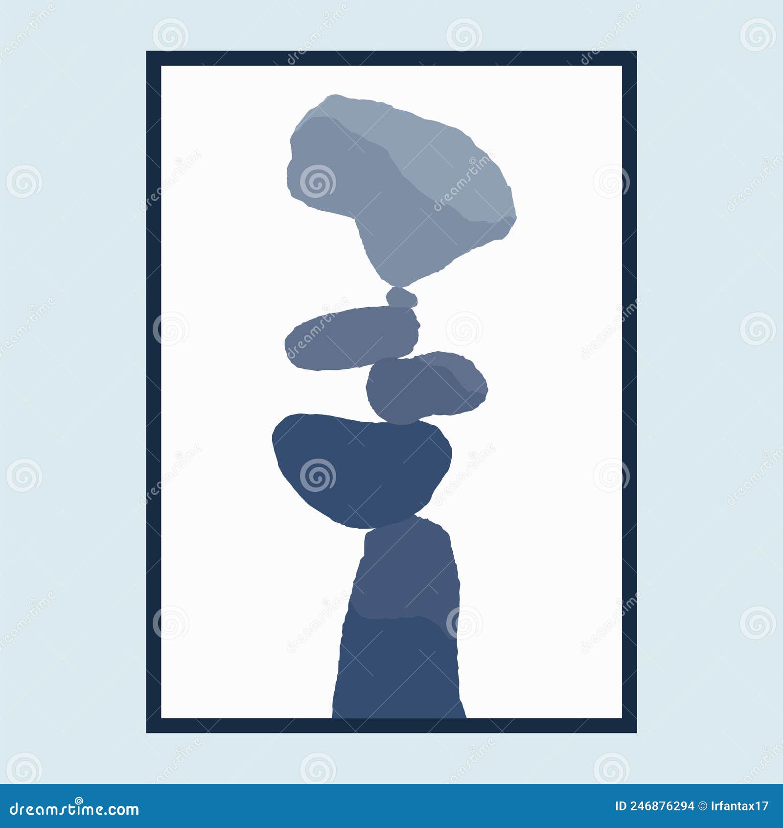 Rock Balancing. Stones Piled In Balanced Stacks In Front Of Blurry ...