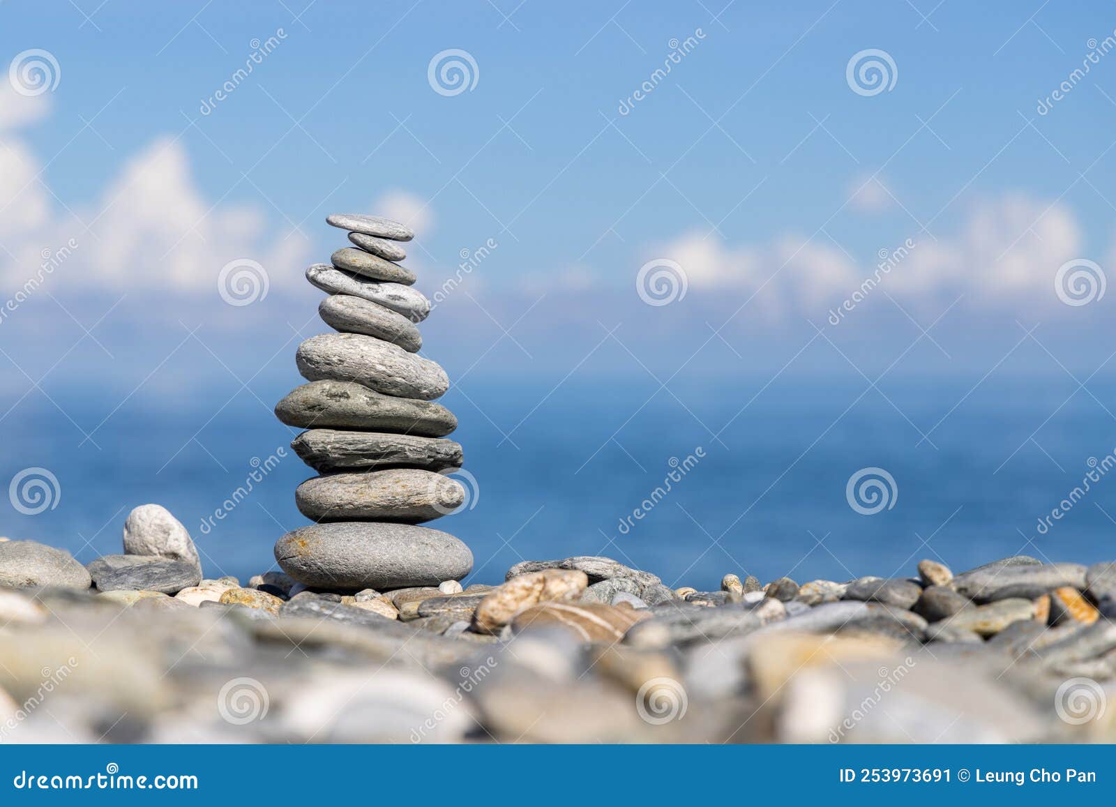 Rock balancing on beach stock image. Image of stable - 253973691