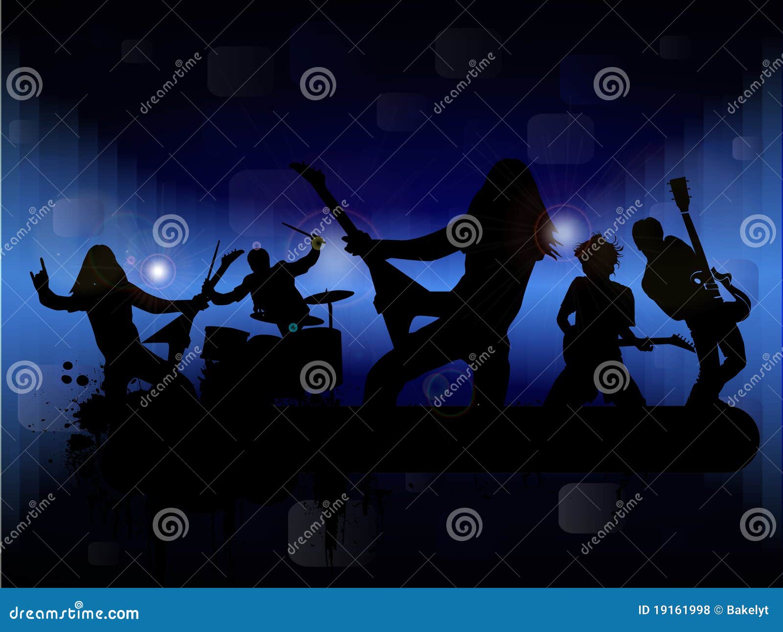 Rock band stock vector. Illustration of black, drummer - 19161998