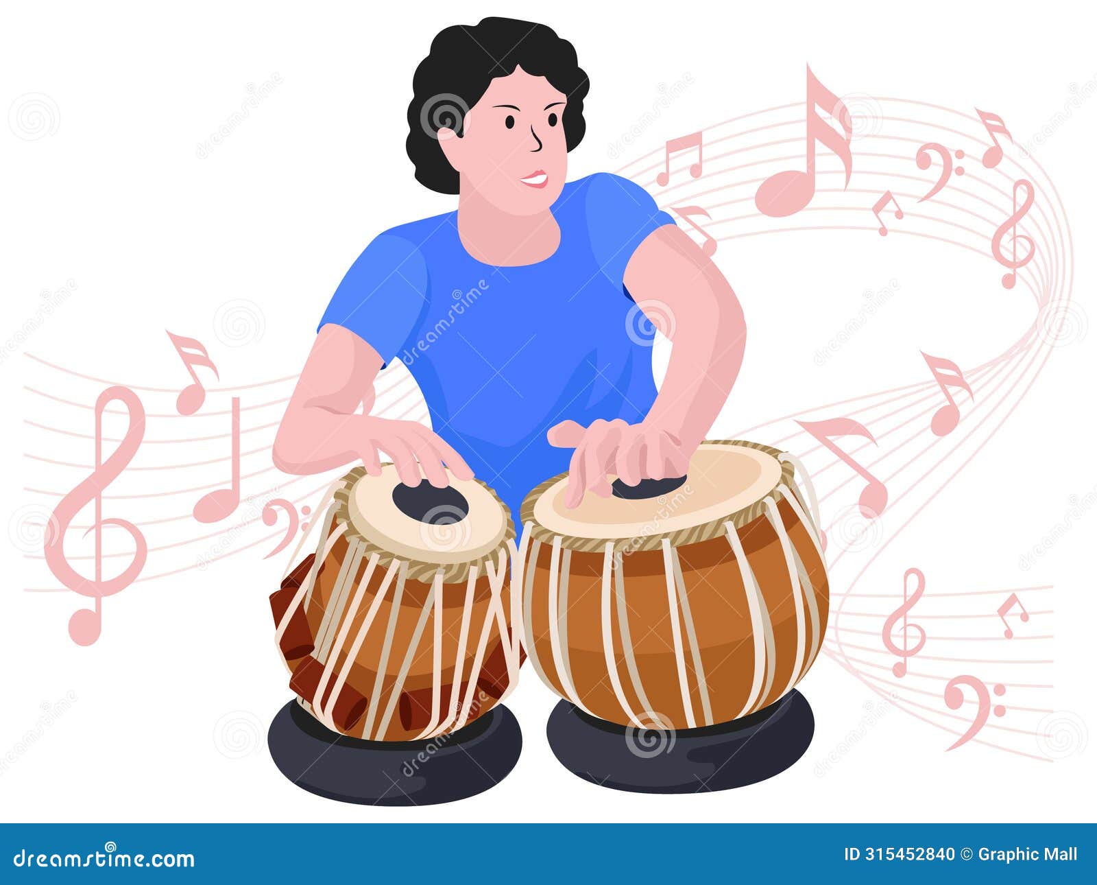 Boy playing Tabla stock vector. Illustration of percussion - 315452840