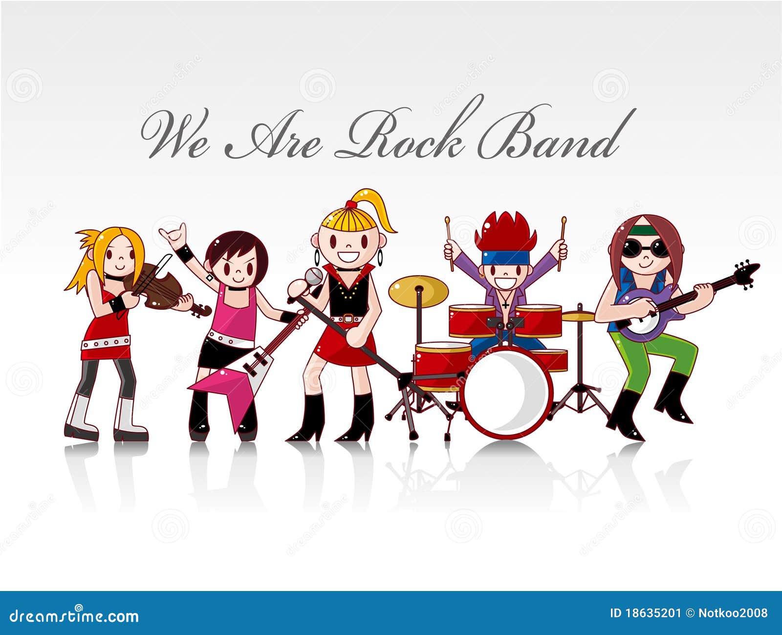 Rock Band Concert Vector Illustration, Cartoon Rocker, Man Woman Music ...