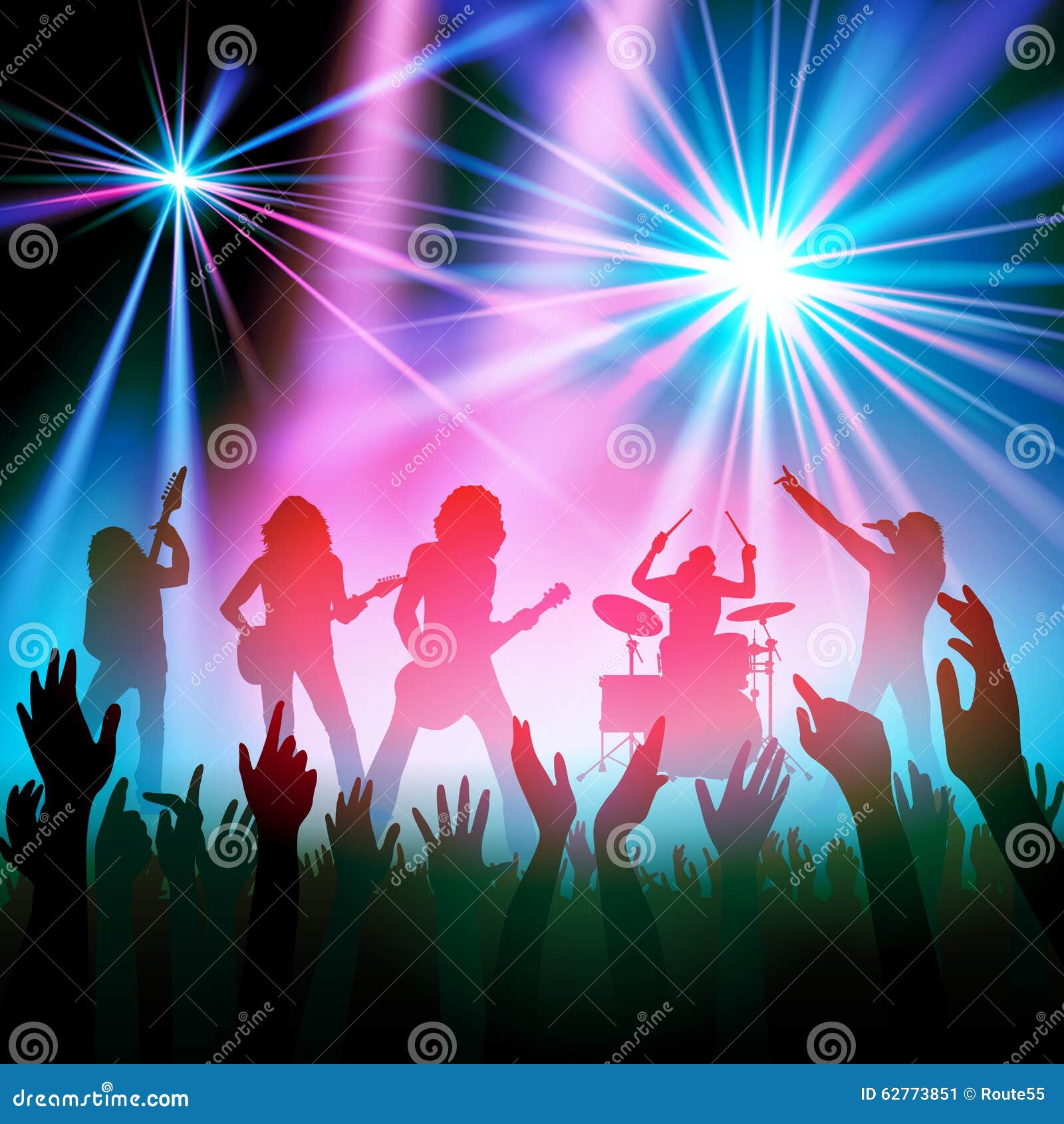 Rock band concert stock vector. Illustration of design - 62773851