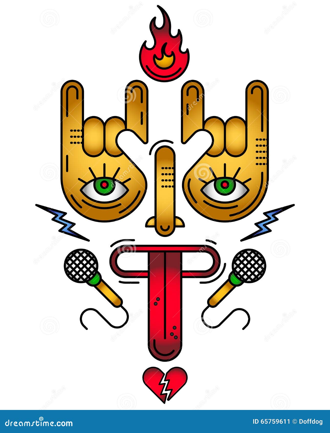 Rock Band Icon Set stock vector. Illustration of guitarist - 65759611