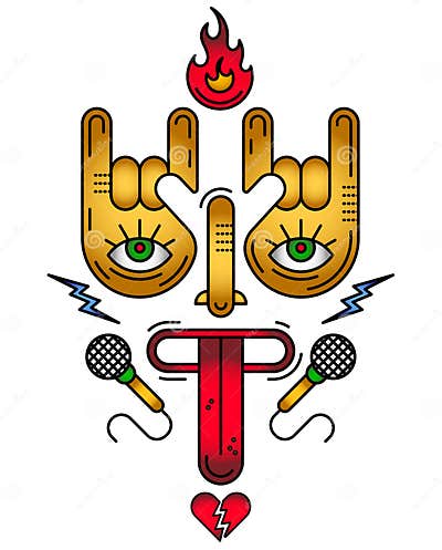 Rock Band Icon Set stock vector. Illustration of guitarist - 65759611