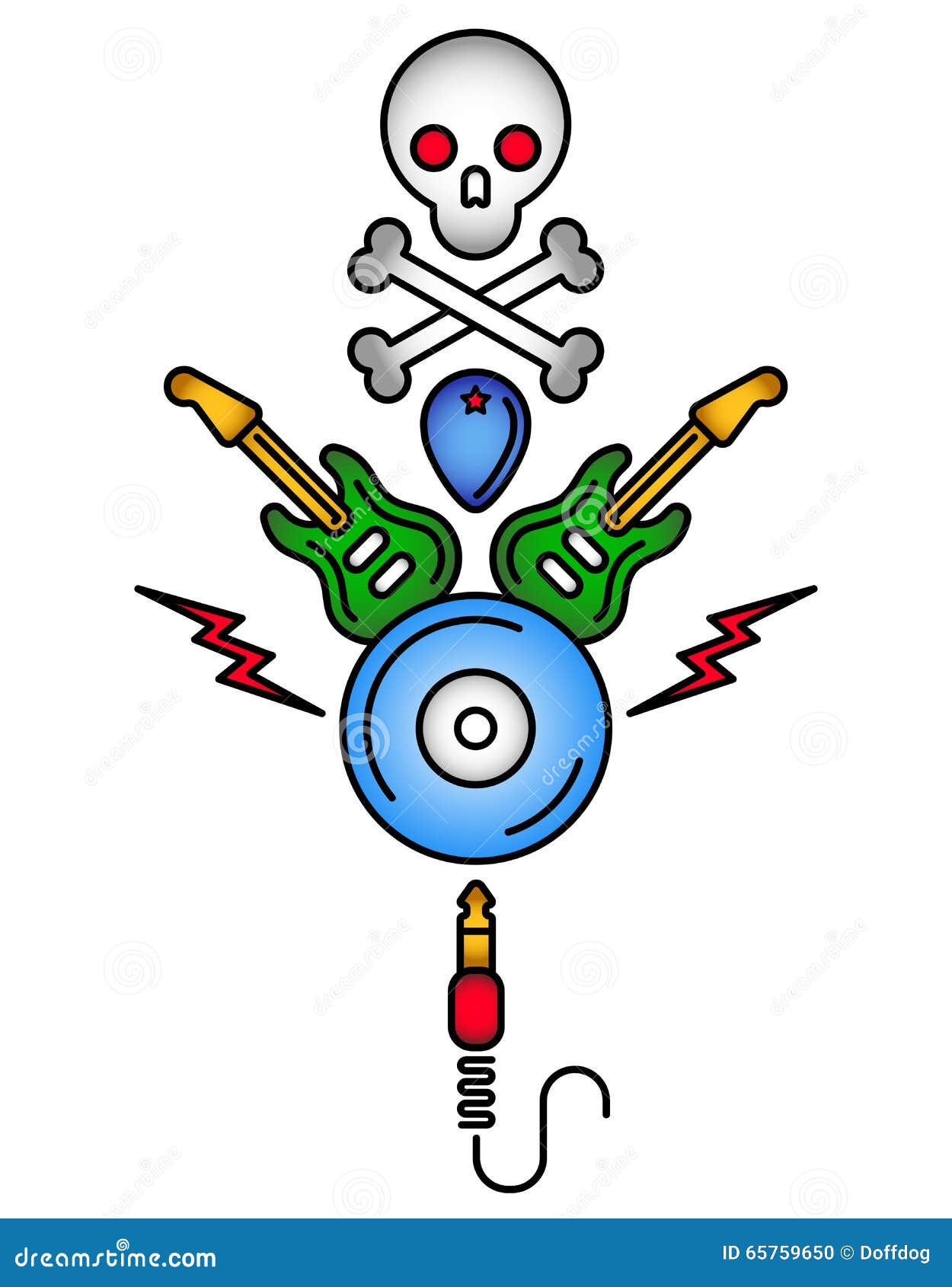 Rock Band Icon Set stock vector. Illustration of horns - 65759650