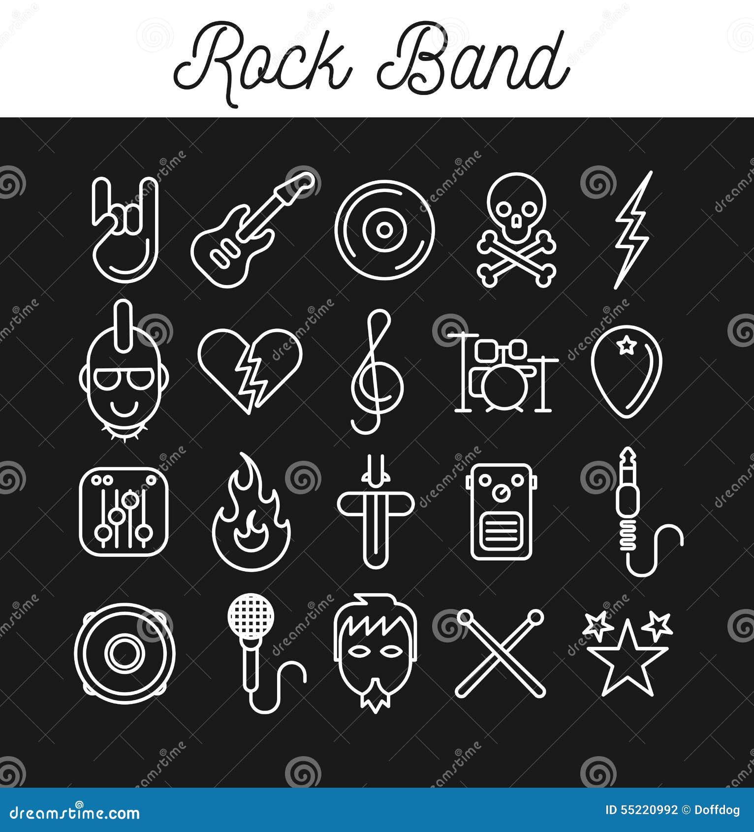 Rock Band Icon Set stock vector. Illustration of guitarist - 55220992