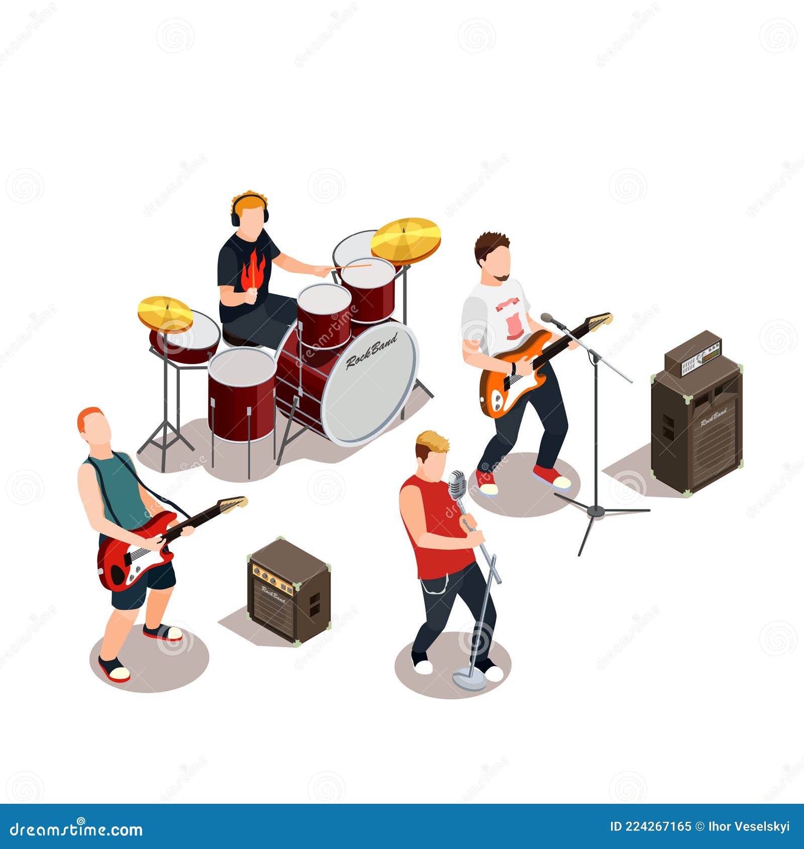 Rock Band Isometric Composition Stock Vector - Illustration of star ...