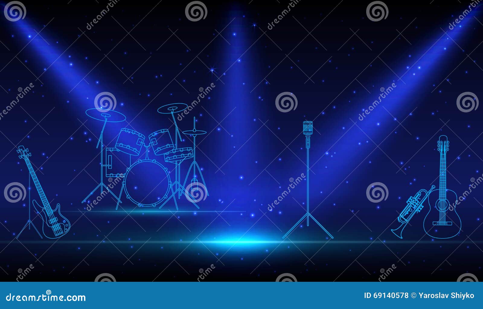 Rock Band Musical Linear Instruments Stock Vector - Illustration of ...
