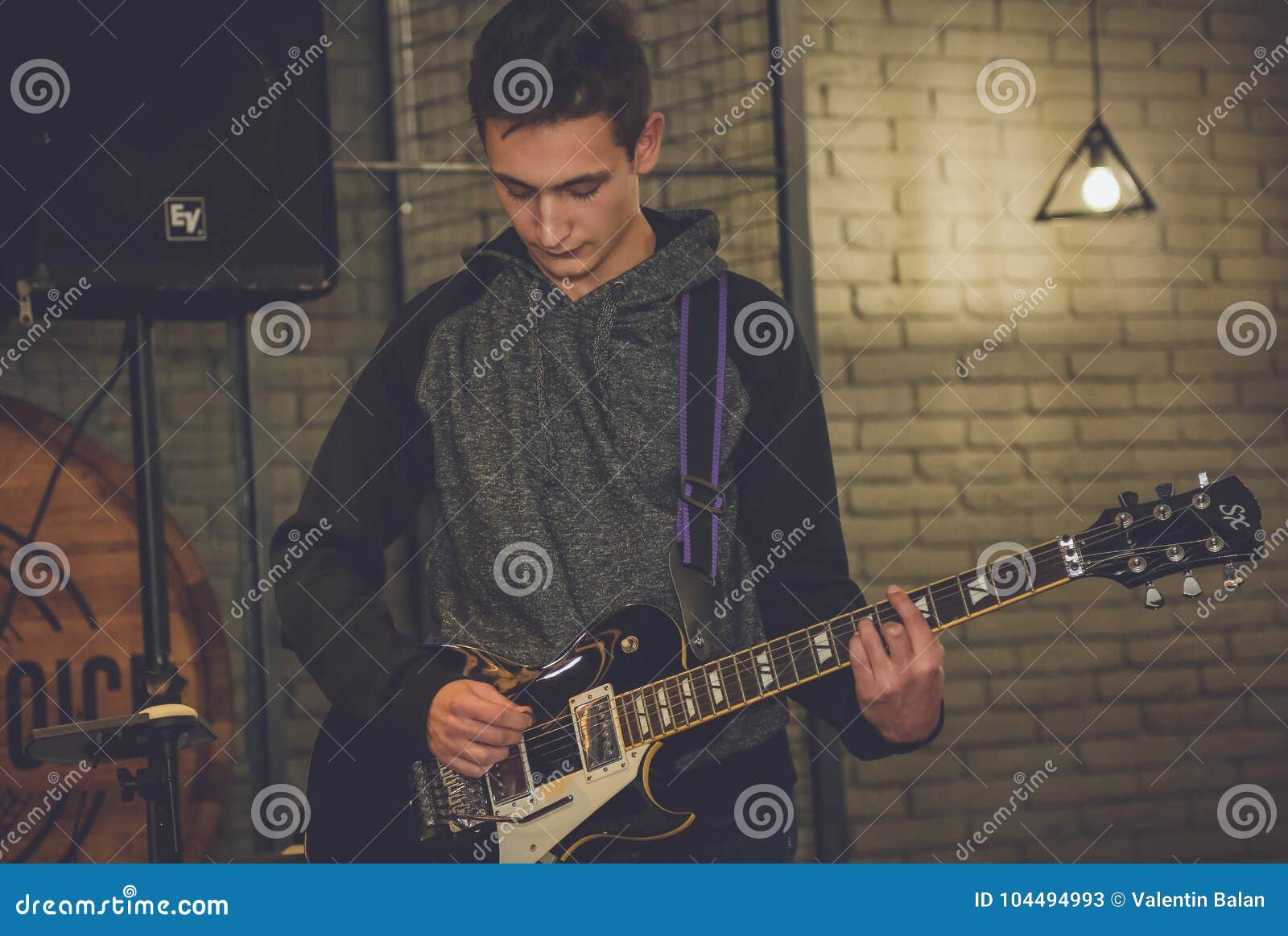 Rock band on a scene. editorial stock photo. Image of jazz - 104494993