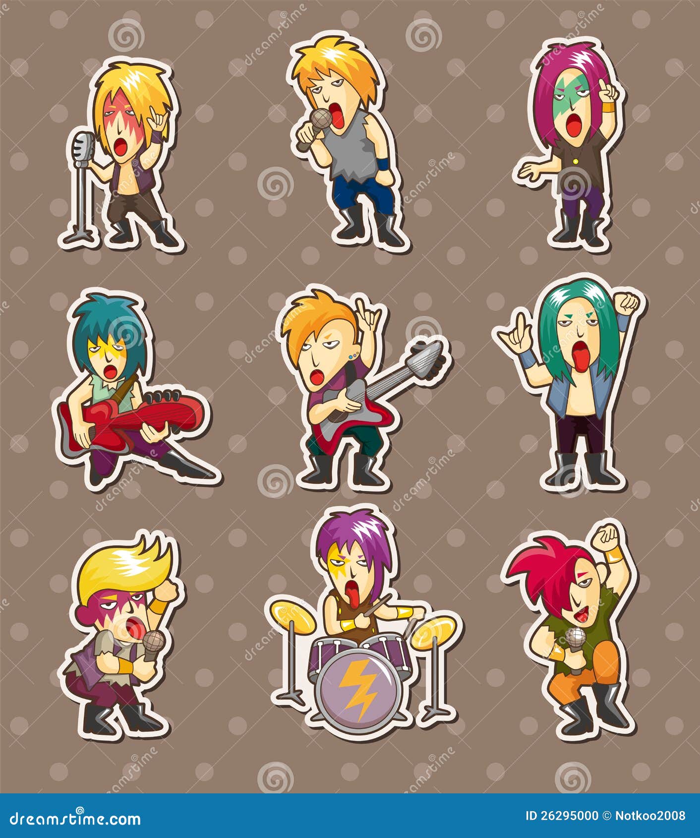 Rock band stickers stock vector. Illustration of music - 26295000