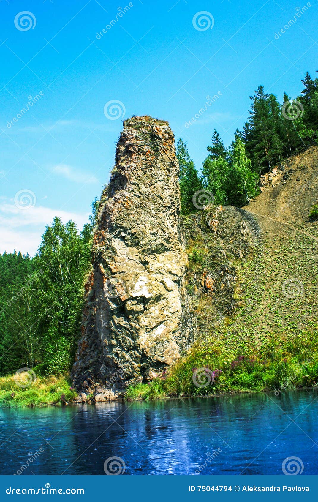 A rock on the Bank. stock photo. Image of blue, scenic - 75044794