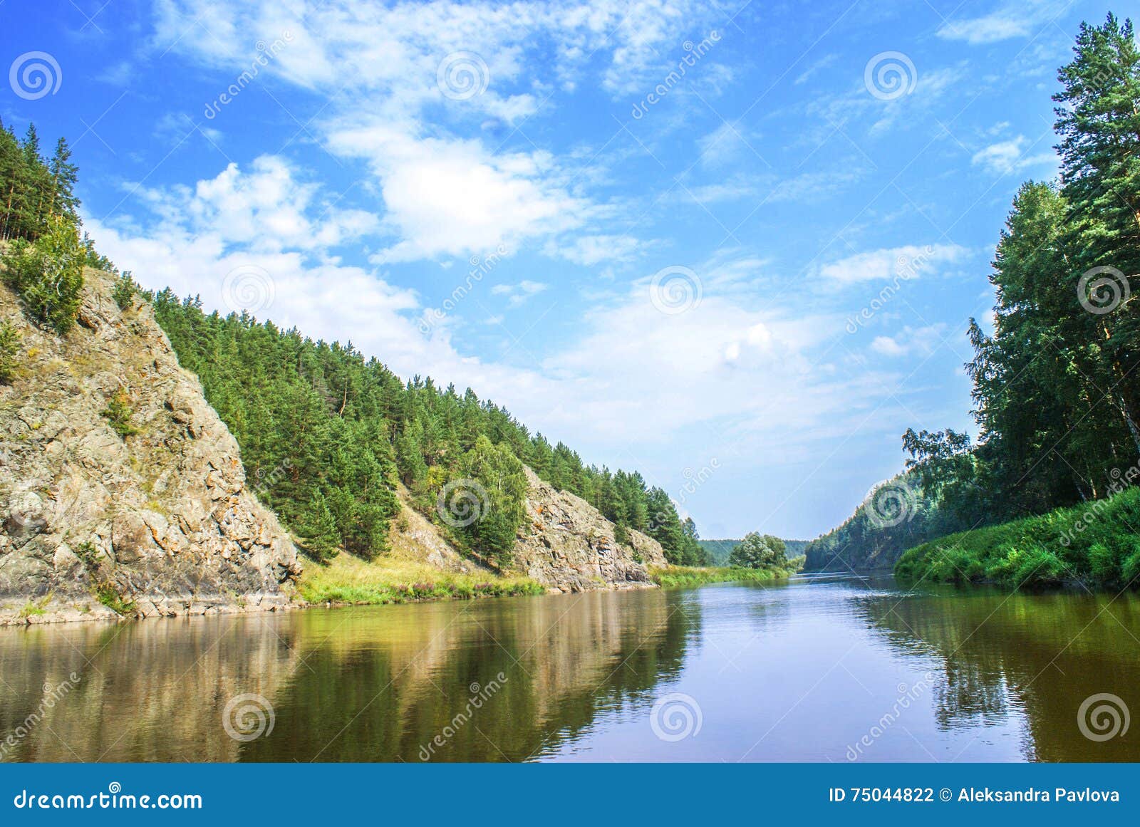 A rock on the Bank. stock photo. Image of water, stone - 75044822