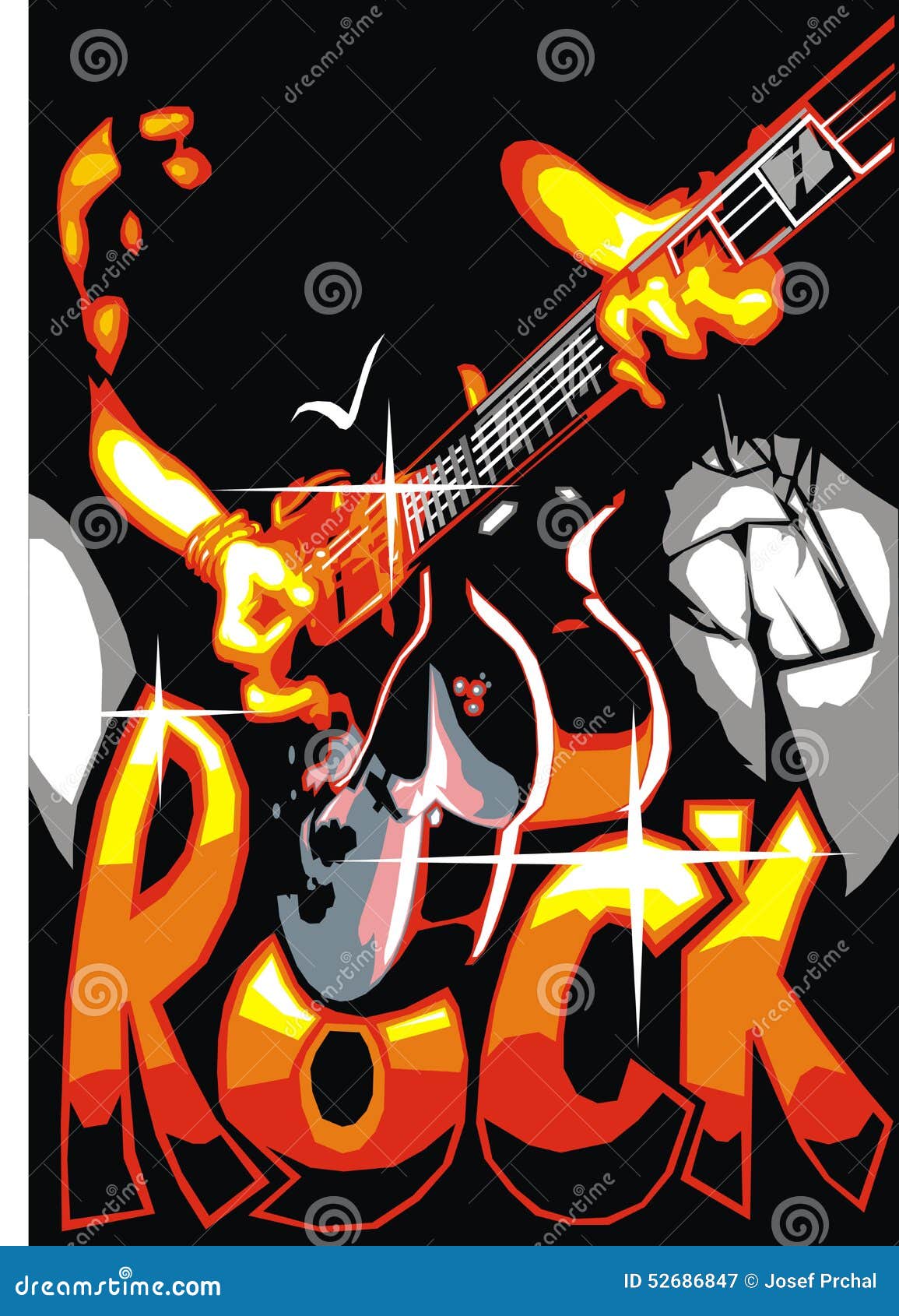 Rock Banner with Man and Guitar Stock Vector - Illustration of festival ...